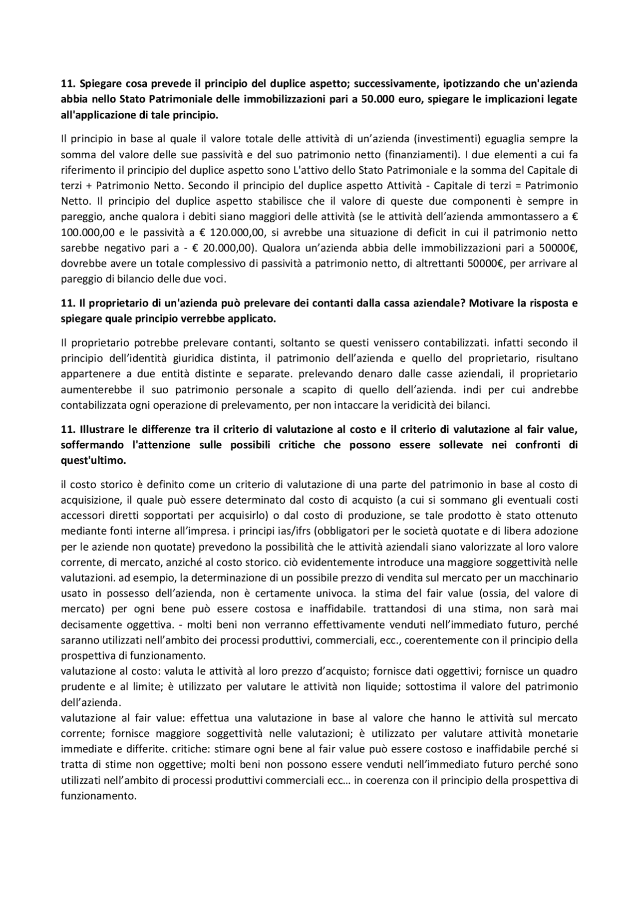 Paniere Risposte Aperte Esame Di Analisi Di Bilancio 6cfu Docsity