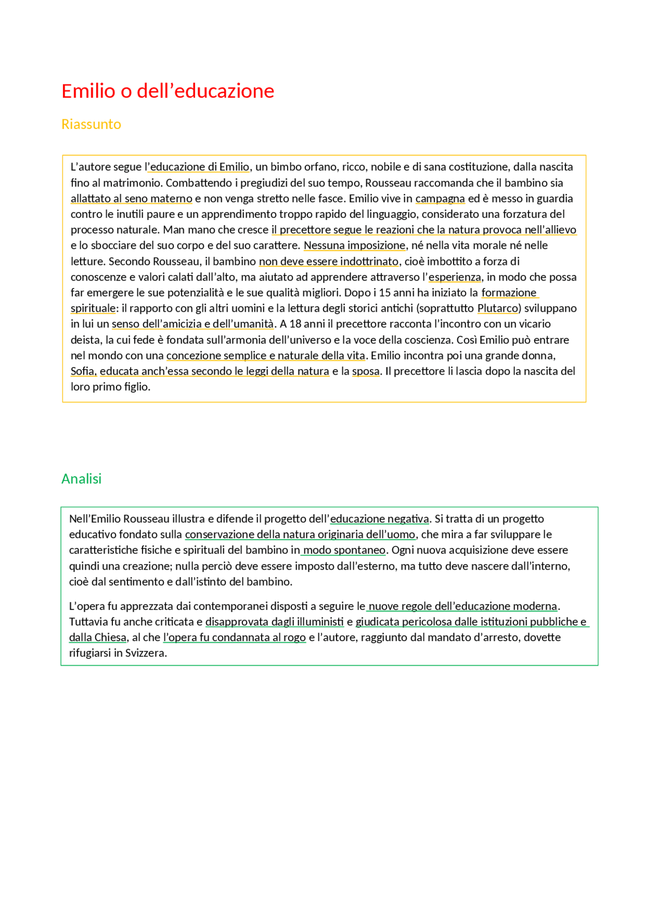 Lemilio Di Rousseau Riassunto E Analisi Docsity