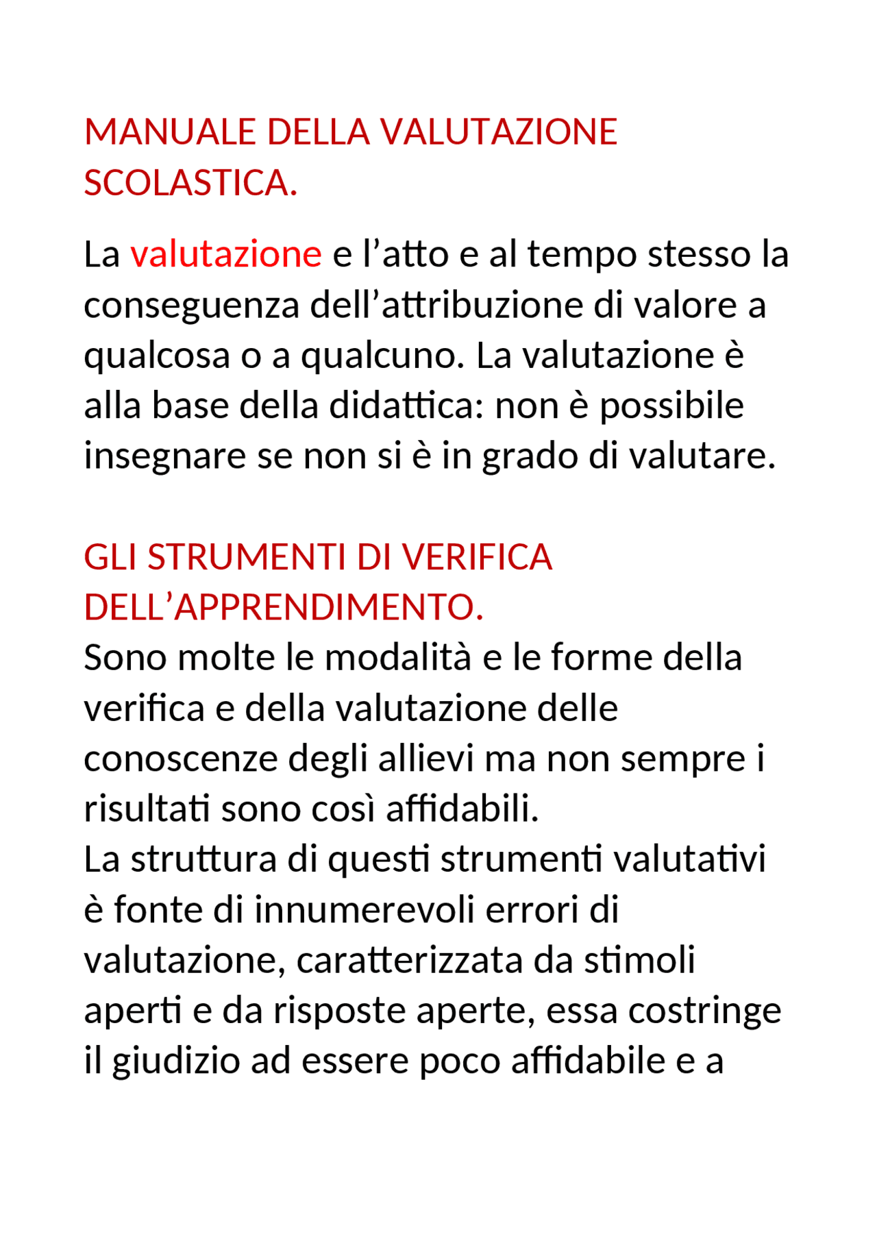 Manuale Della Valutazione Scolastica Docsity