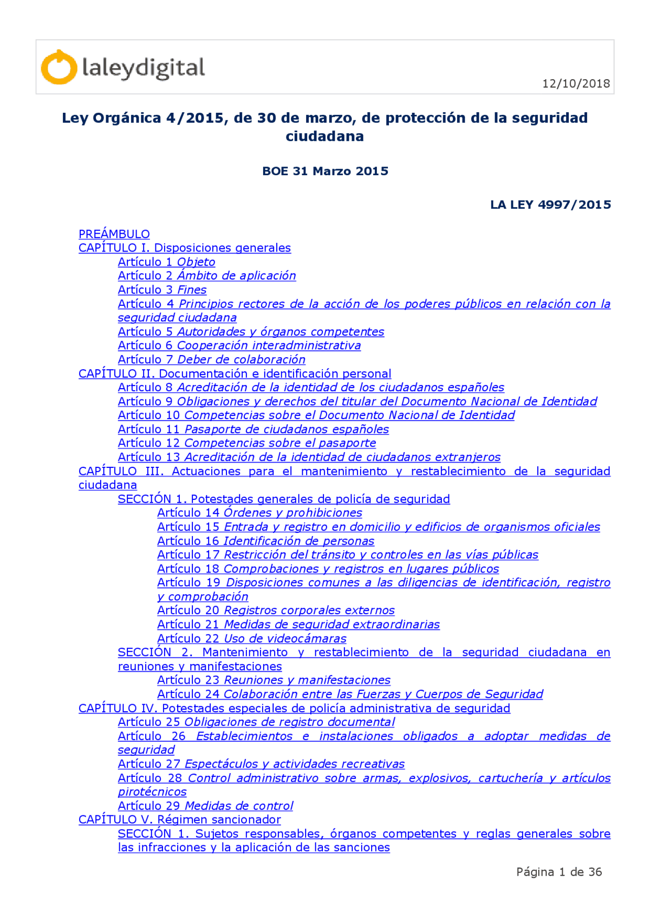 Ley 4 2015 con arts recurridos al tc - Docsity