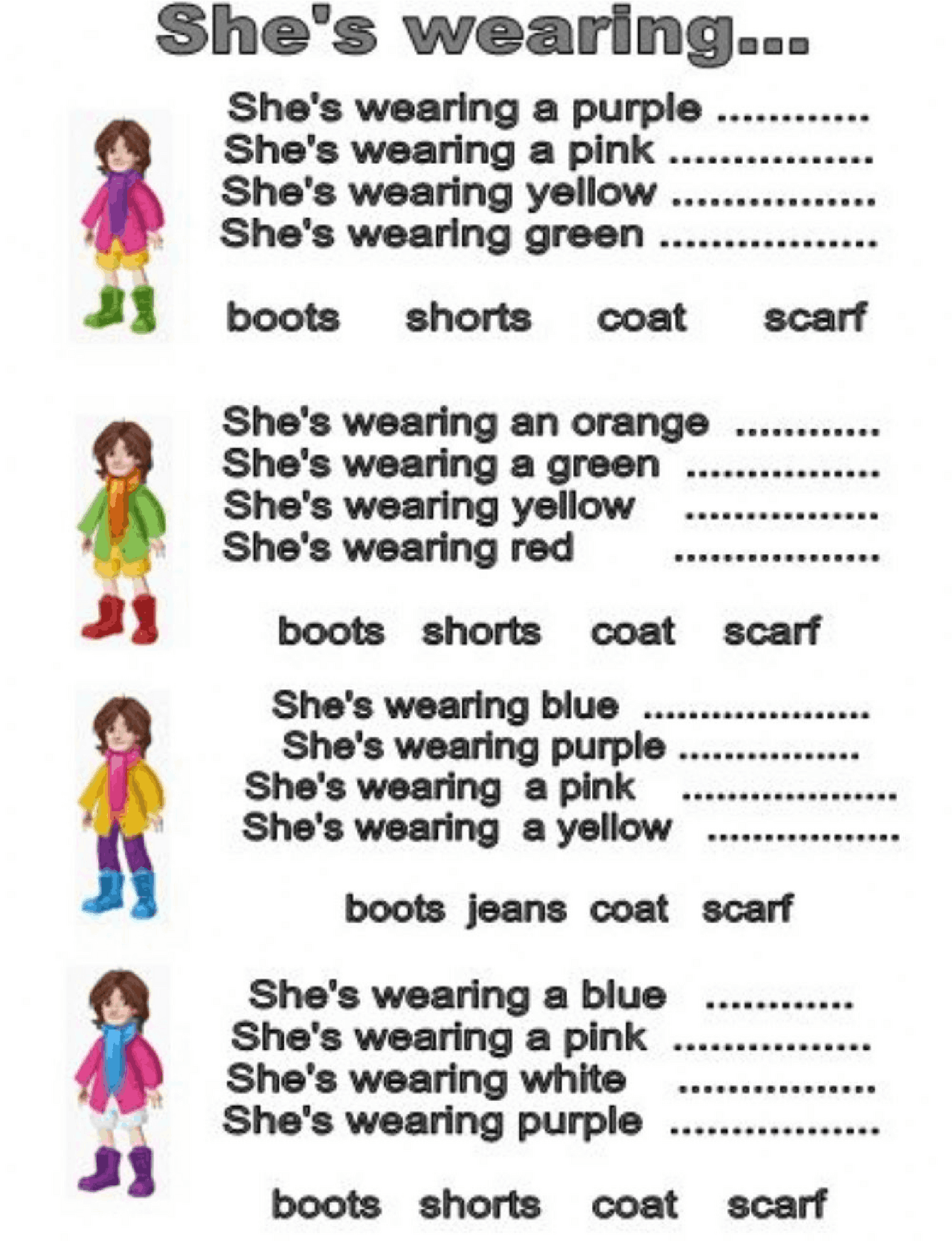Clothes y colors tercero de primaria - Docsity