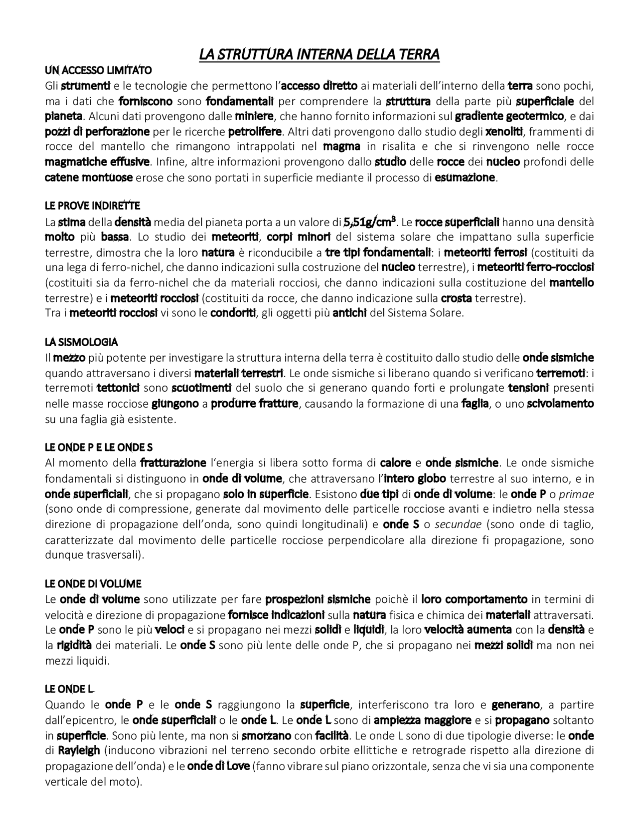 La Struttura interna della Terra - Docsity