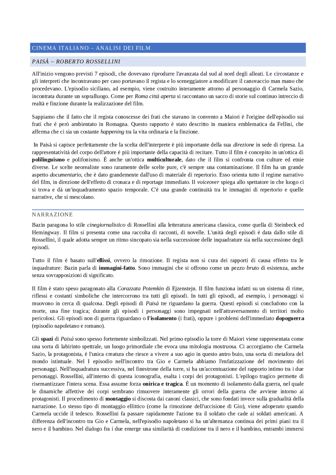 Analisi Dei Film In Programma Docsity