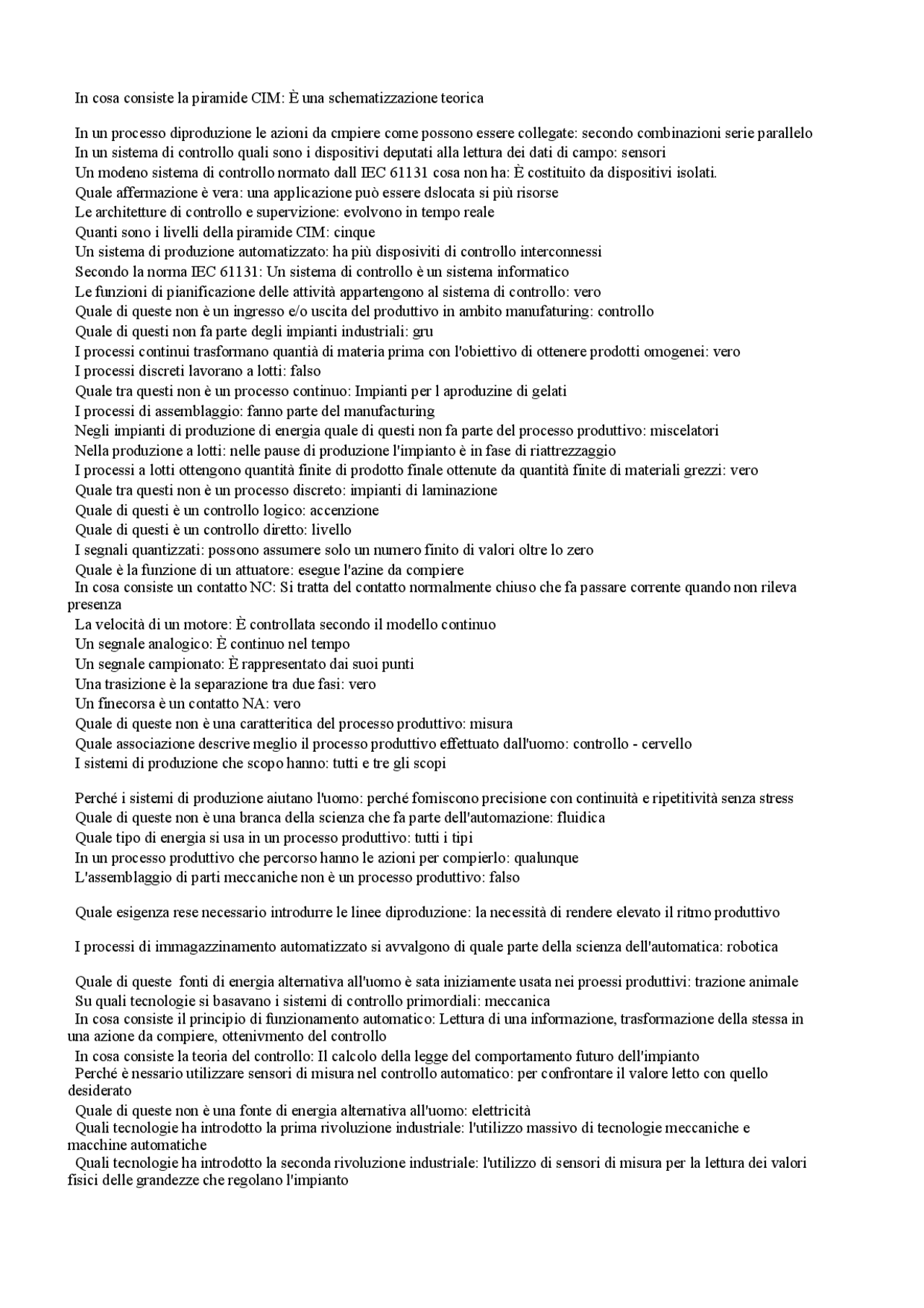 Automazione Dei Processi Produttivi Docsity
