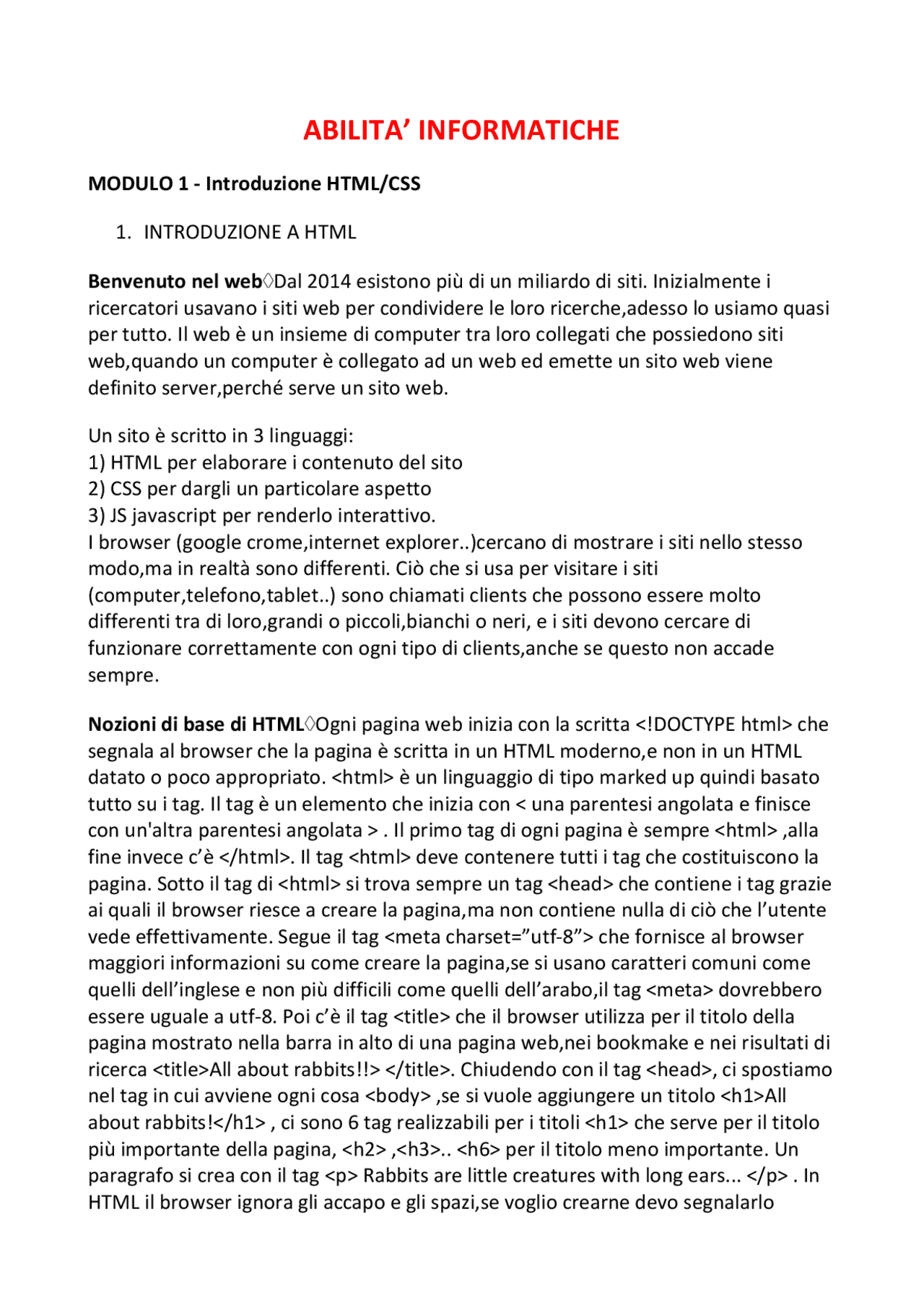 Abilita Informatiche Docsity