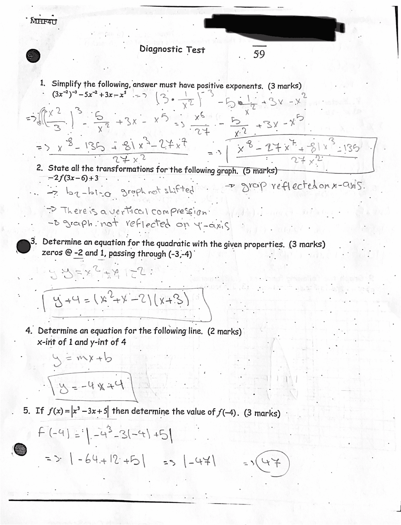 Diagnostic Test Math U 11 Docsity