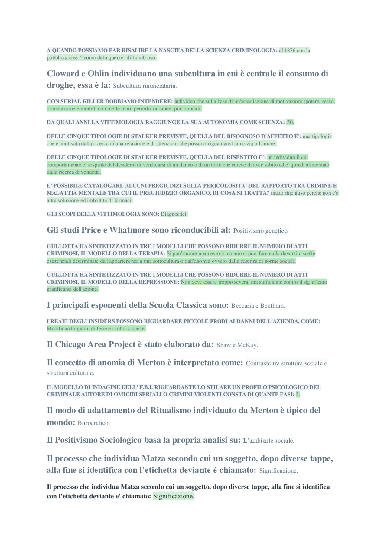 Appunti Per Criminologia Docsity