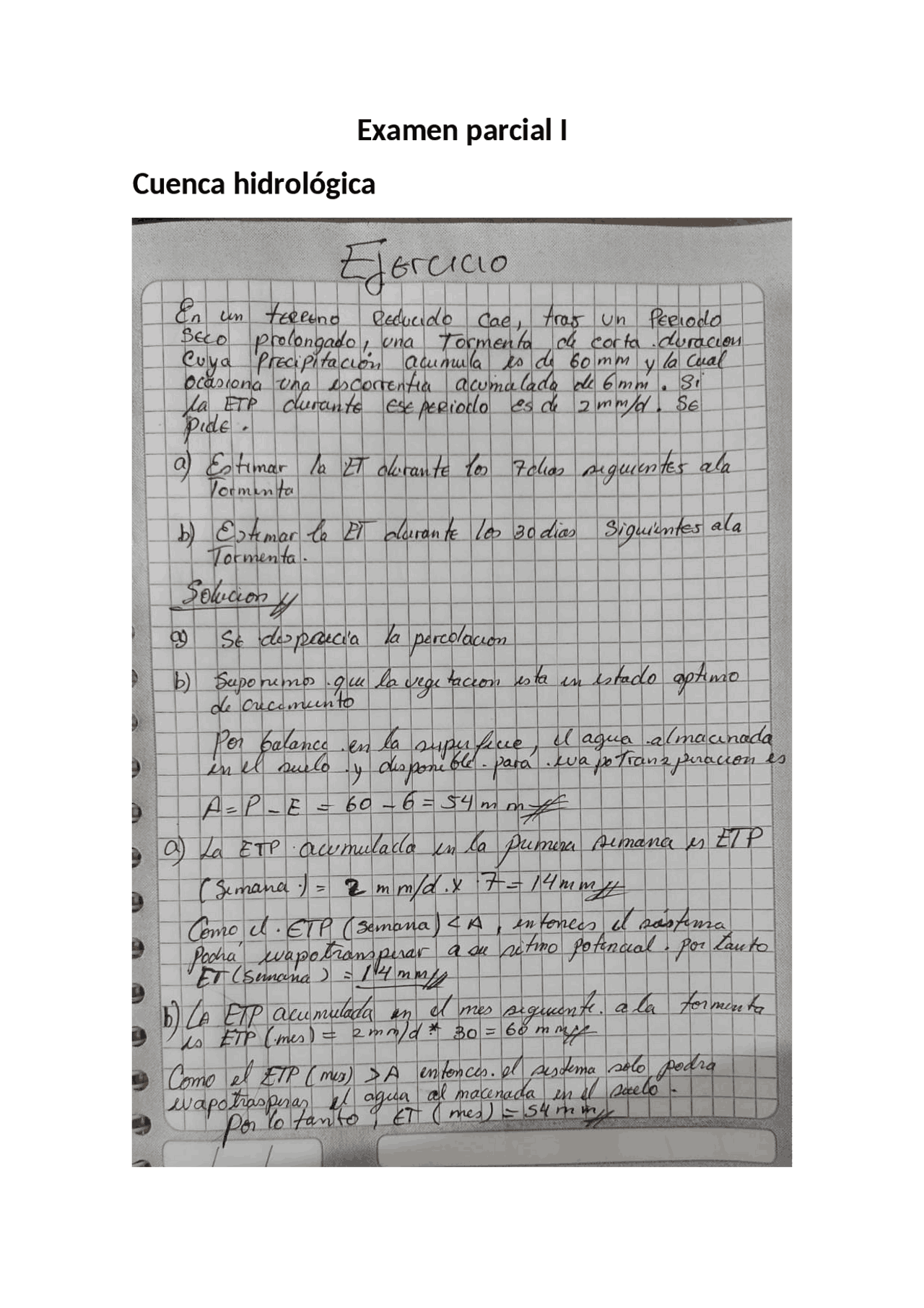 Trabajo De Hidrologia Ejercicios Docsity