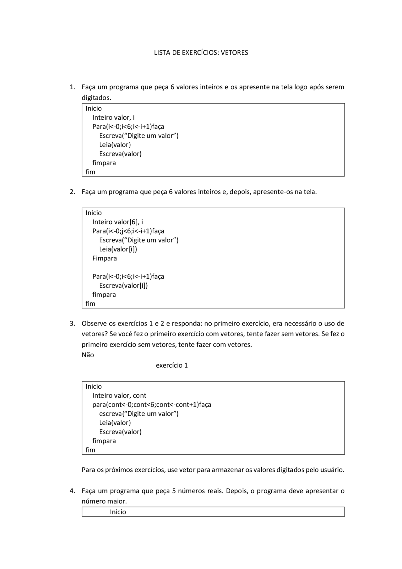 Algoritmos De Programação Exercícios Algoritmos E Programação Docsity