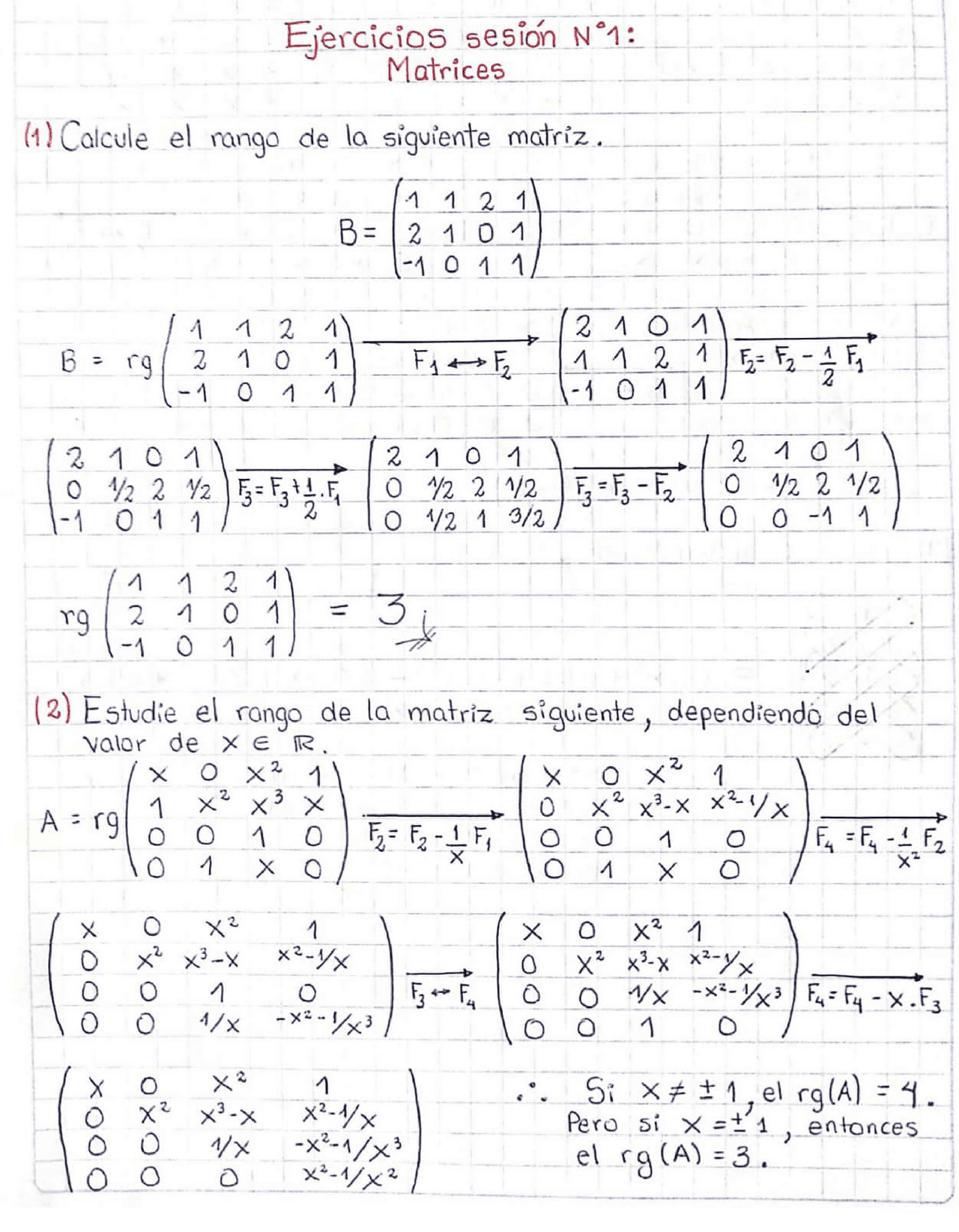 Ejercicios De Matrices Docsity