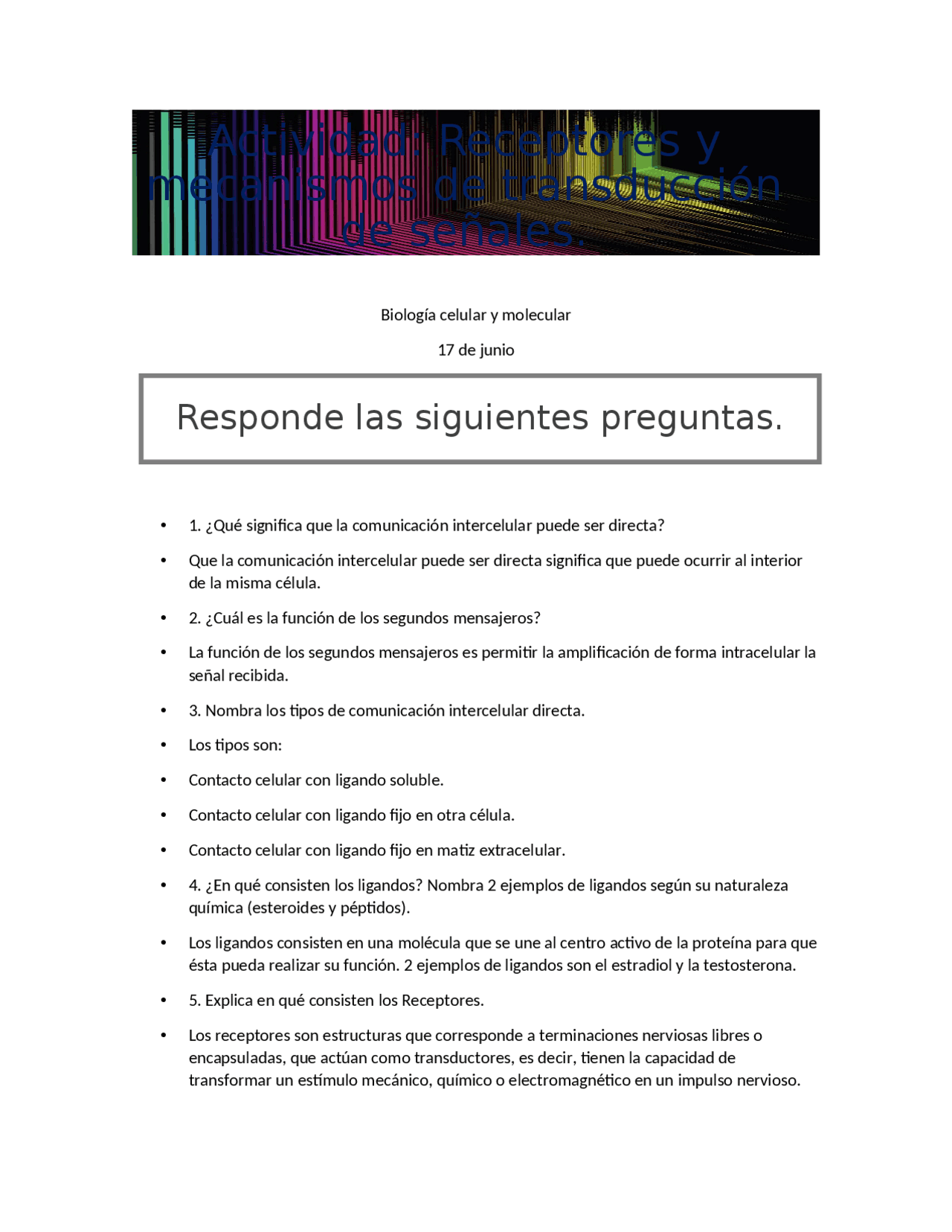 Ejercicios Biología Celular Docsity