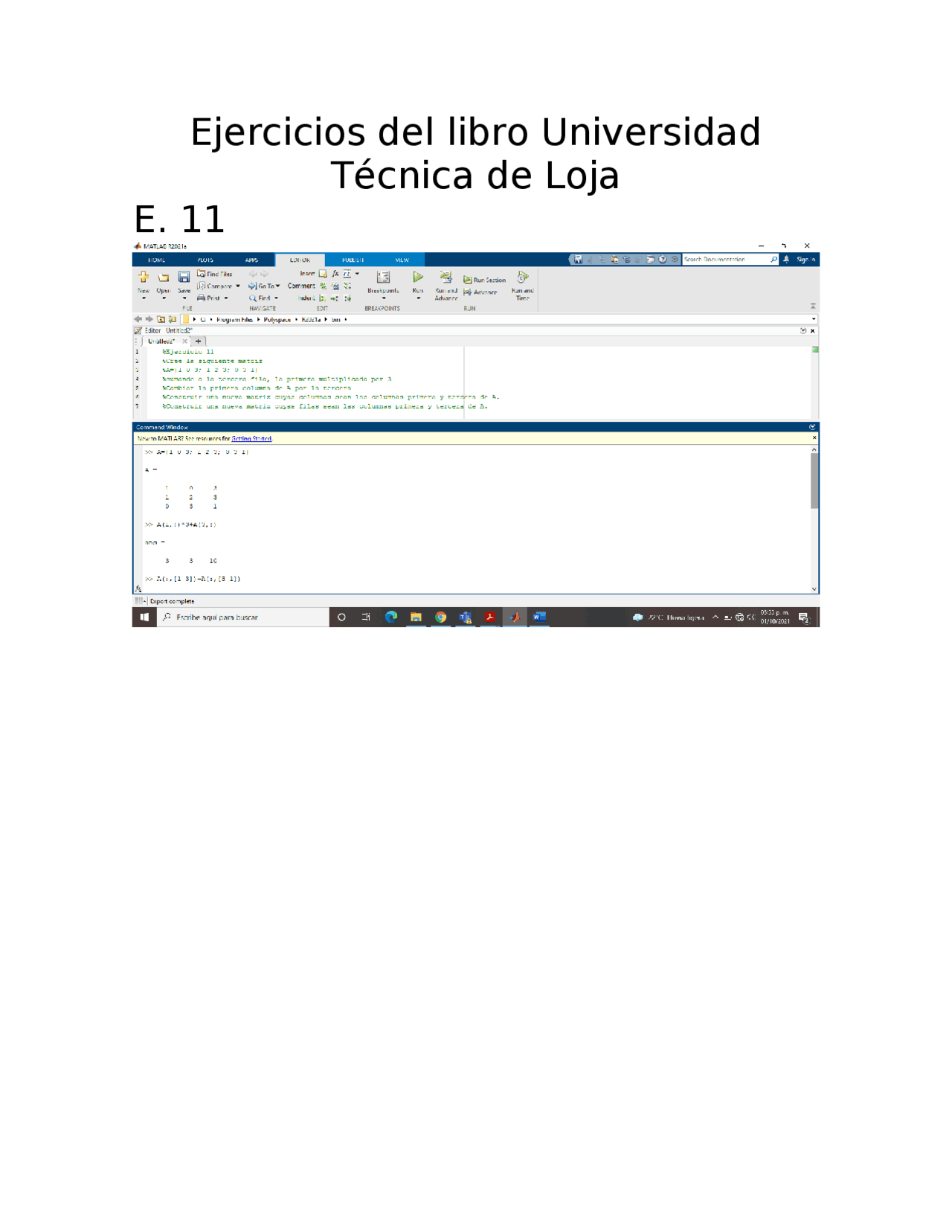 Solucion Ejercicio 11 Universidad de Loja | Ejercicios de Métodos Matemáticos para Análisis ...