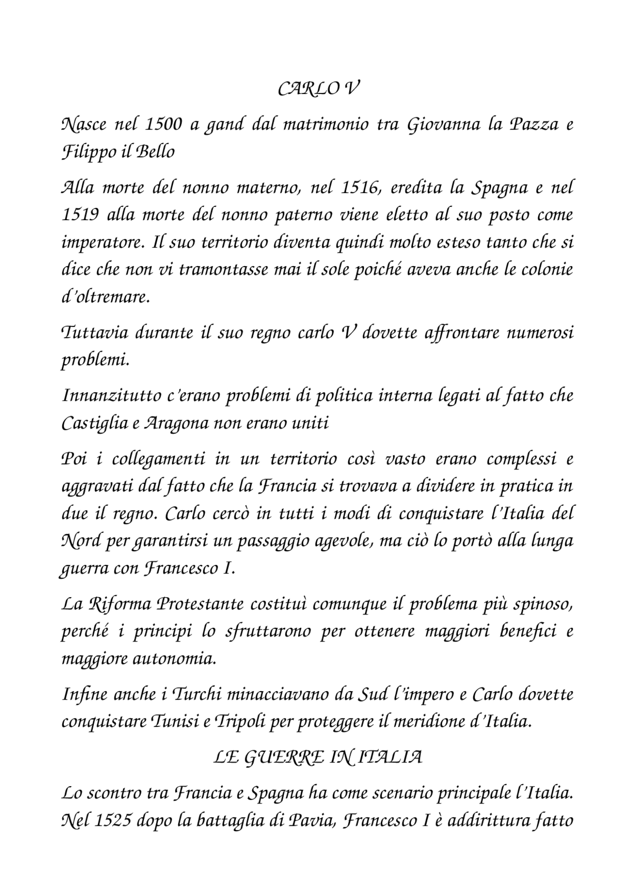 Carlo V Sintesi Manuale Di Storia Moderna Docsity