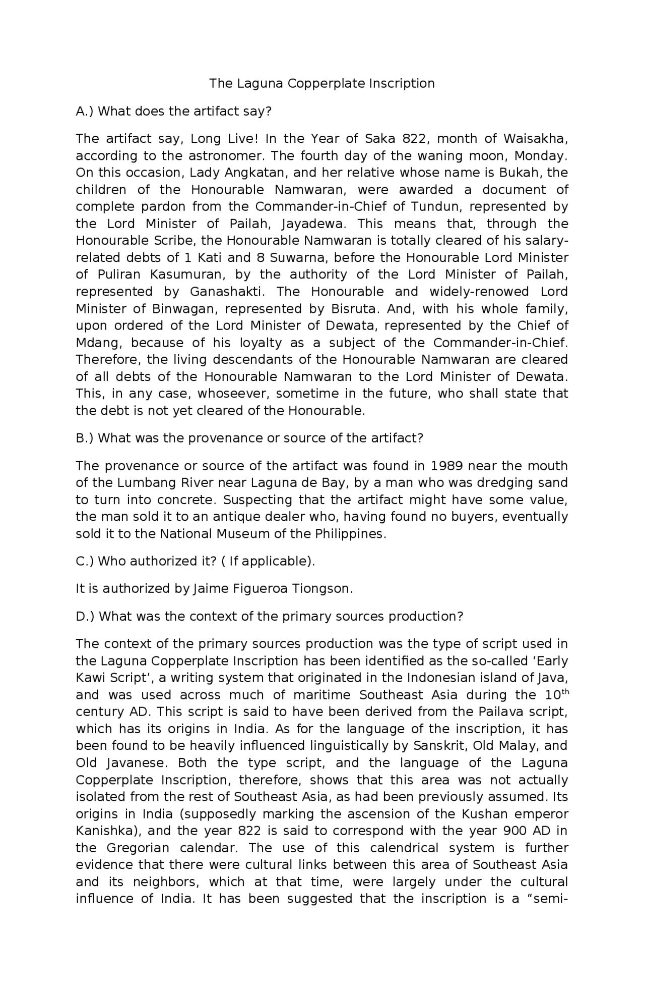 Tahe laguna copper instirution - Docsity