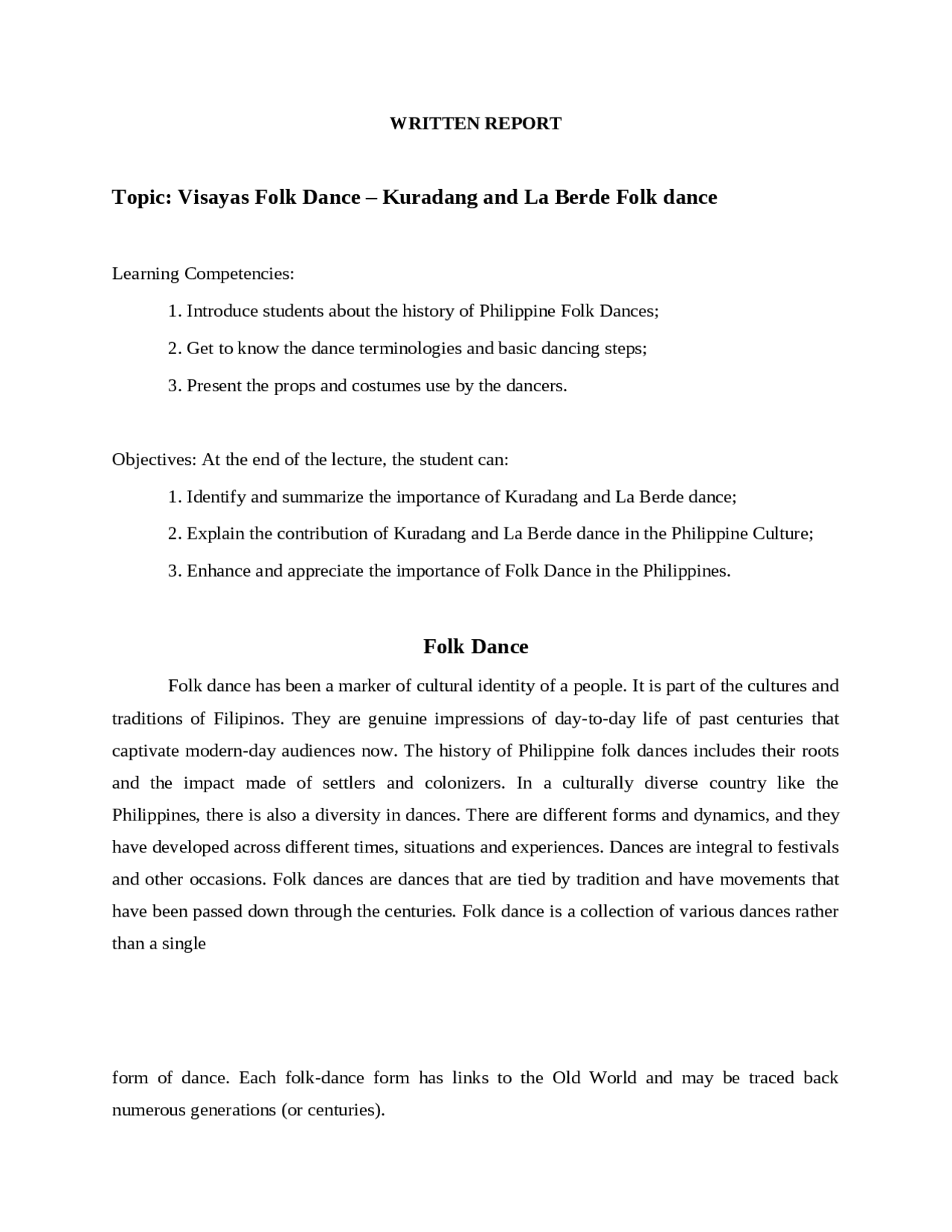 Kuradang and La Berde Folk Dance | Lecture notes Physical Education and ...