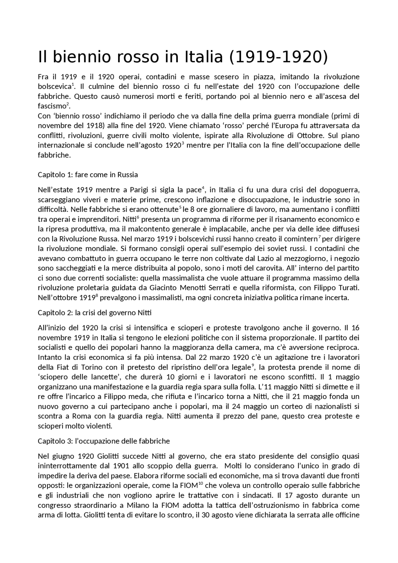 Riassunto Sul Biennio Rosso Docsity