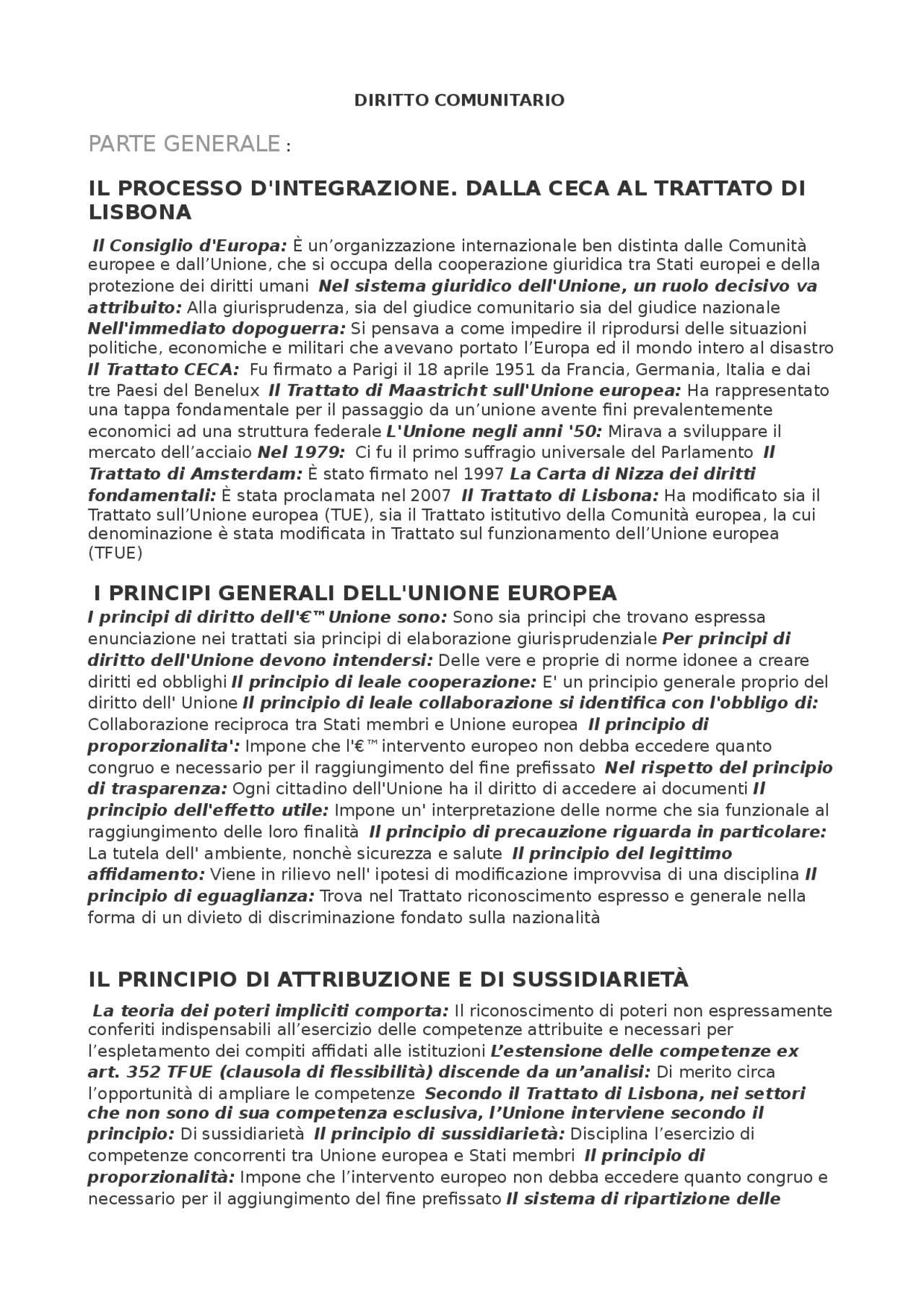 Diritto Comunitario Scienze Motorie L 22 Docsity