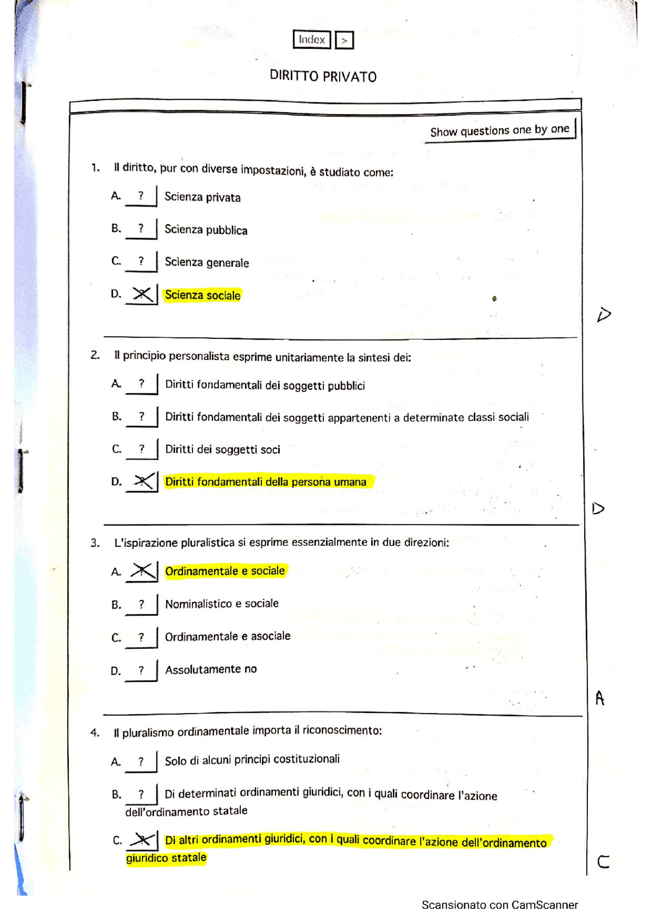 Diritto Privato Pegaso RISPOSTE AGGIORNATE concetti e famiglia 2021/2022 - Docsity