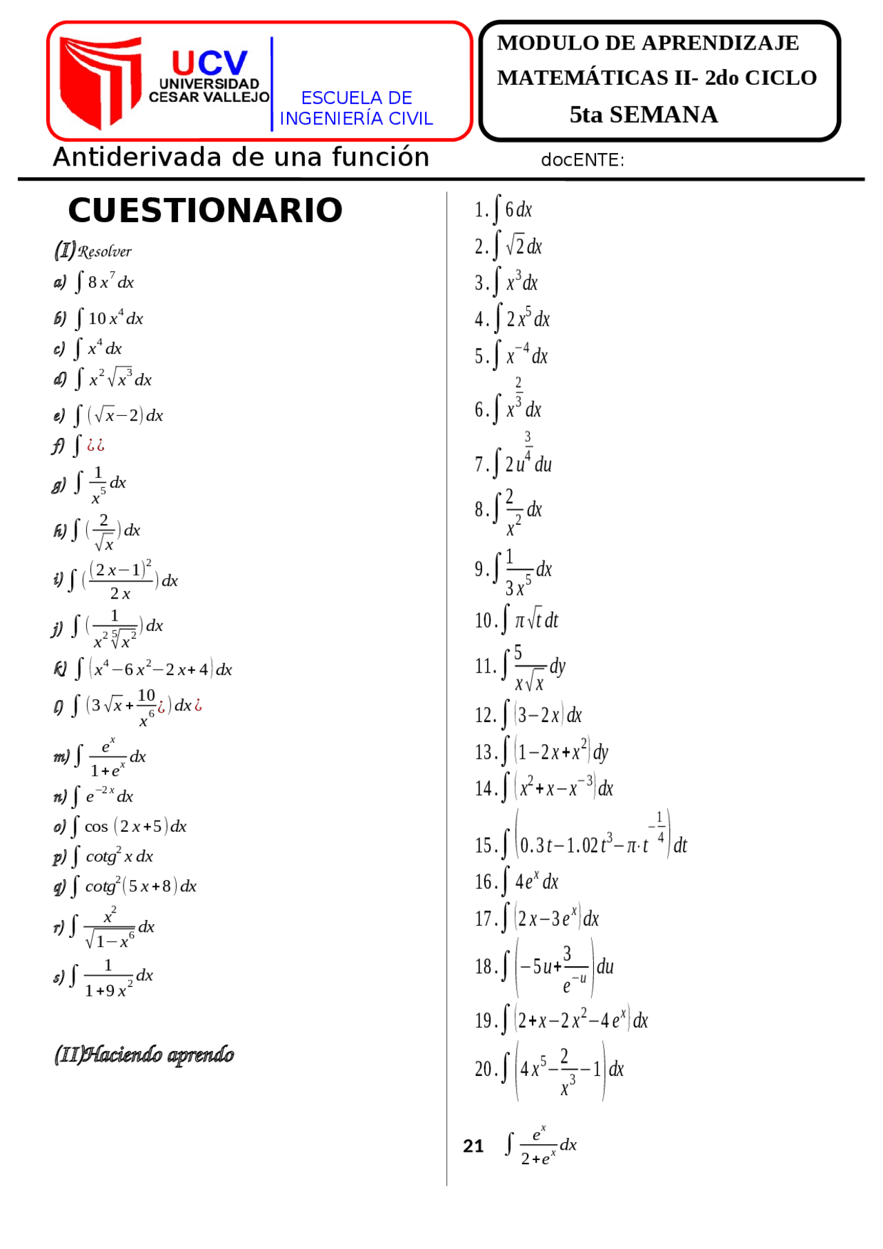 Ejercicios para resolver | Exercícios de Matemática | Docsity