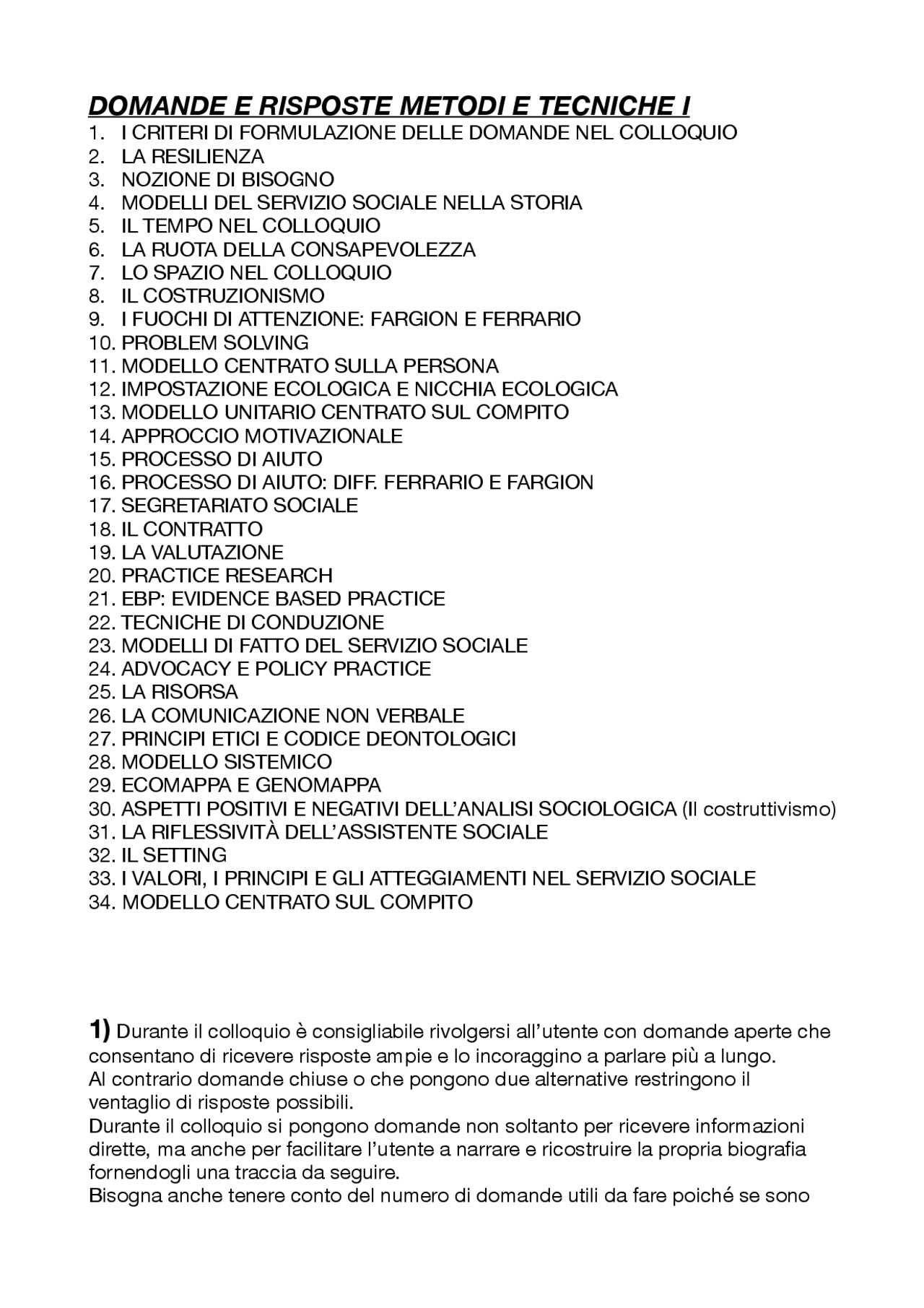 Metodi E Tecniche Del Servizio Sociale Docsity