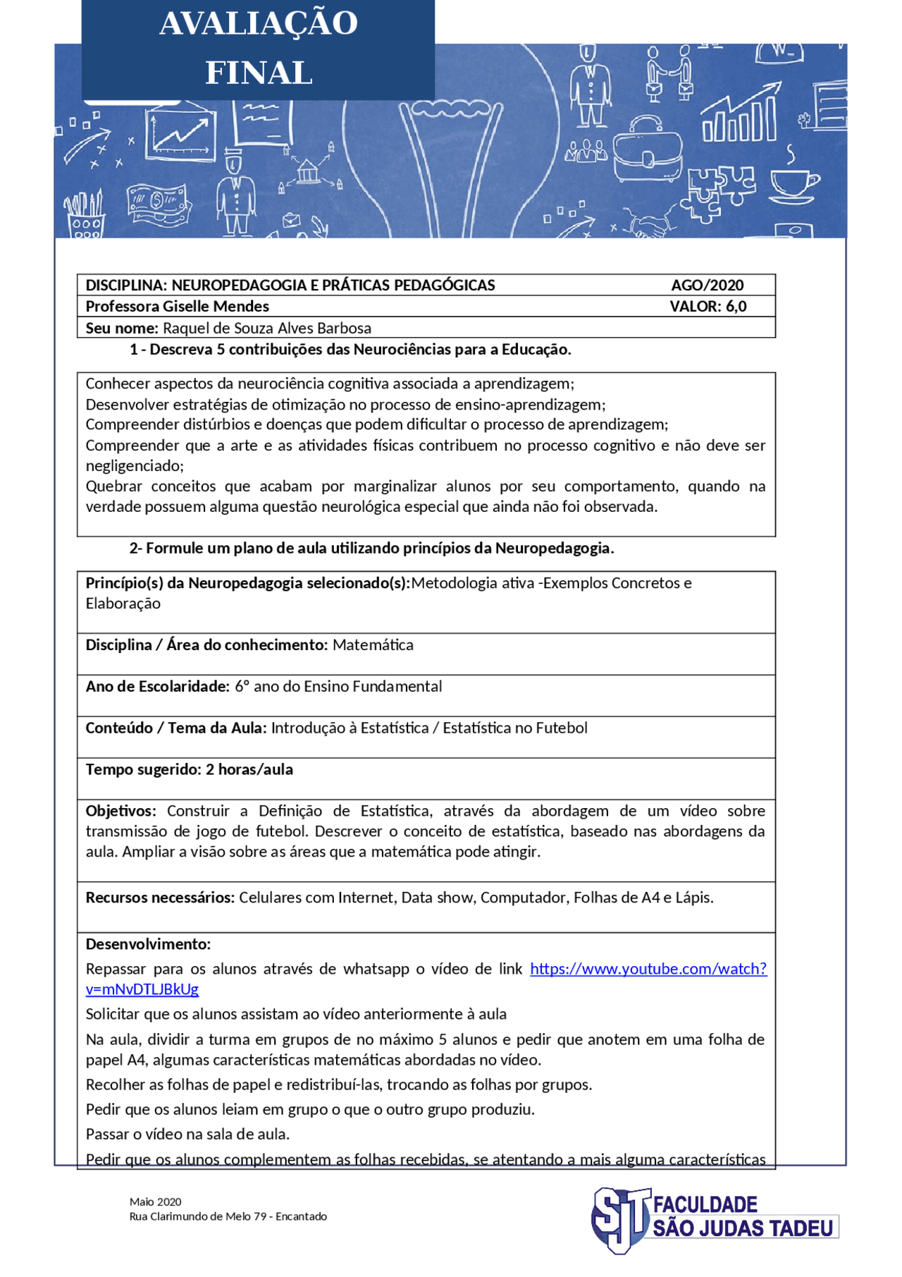 Avaliação Final De Pós Graduação Docsity