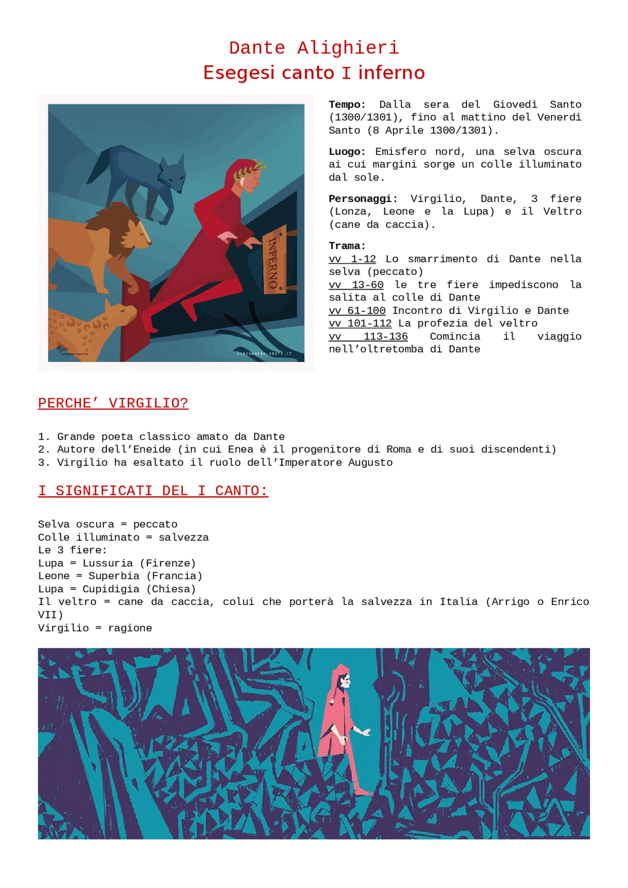 Canto I Inferno - Dante Alighieri - Divina Commedia - Docsity