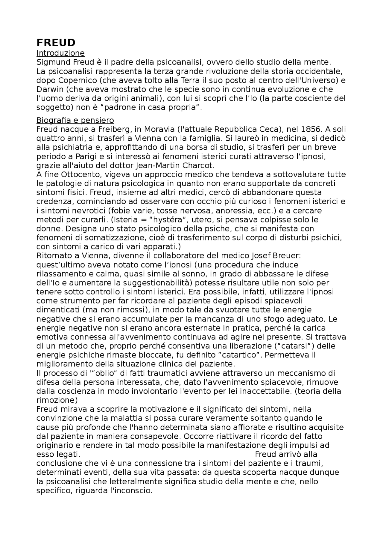 Freud Riassunti Completissimi Docsity