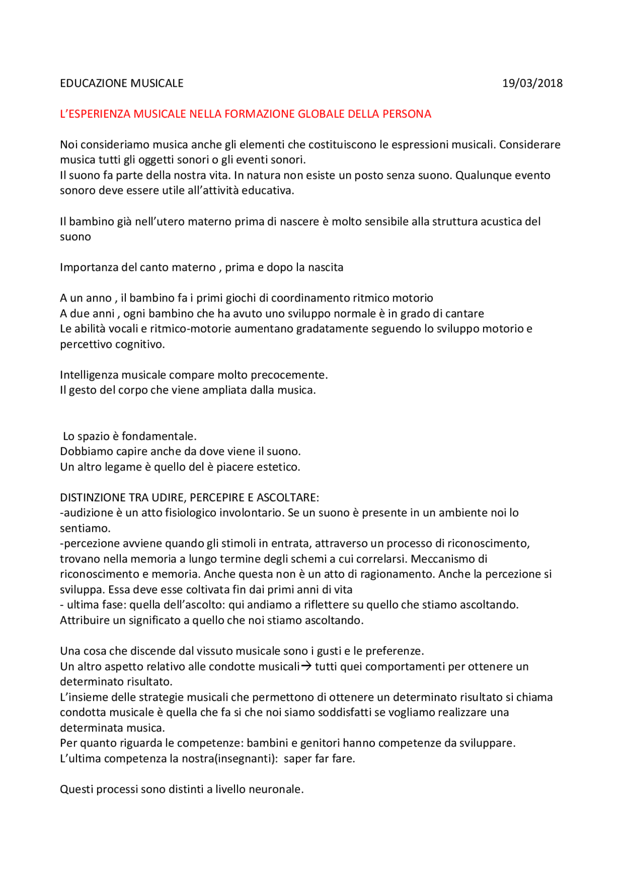 Appunti Vari Educazione Musicale Docsity