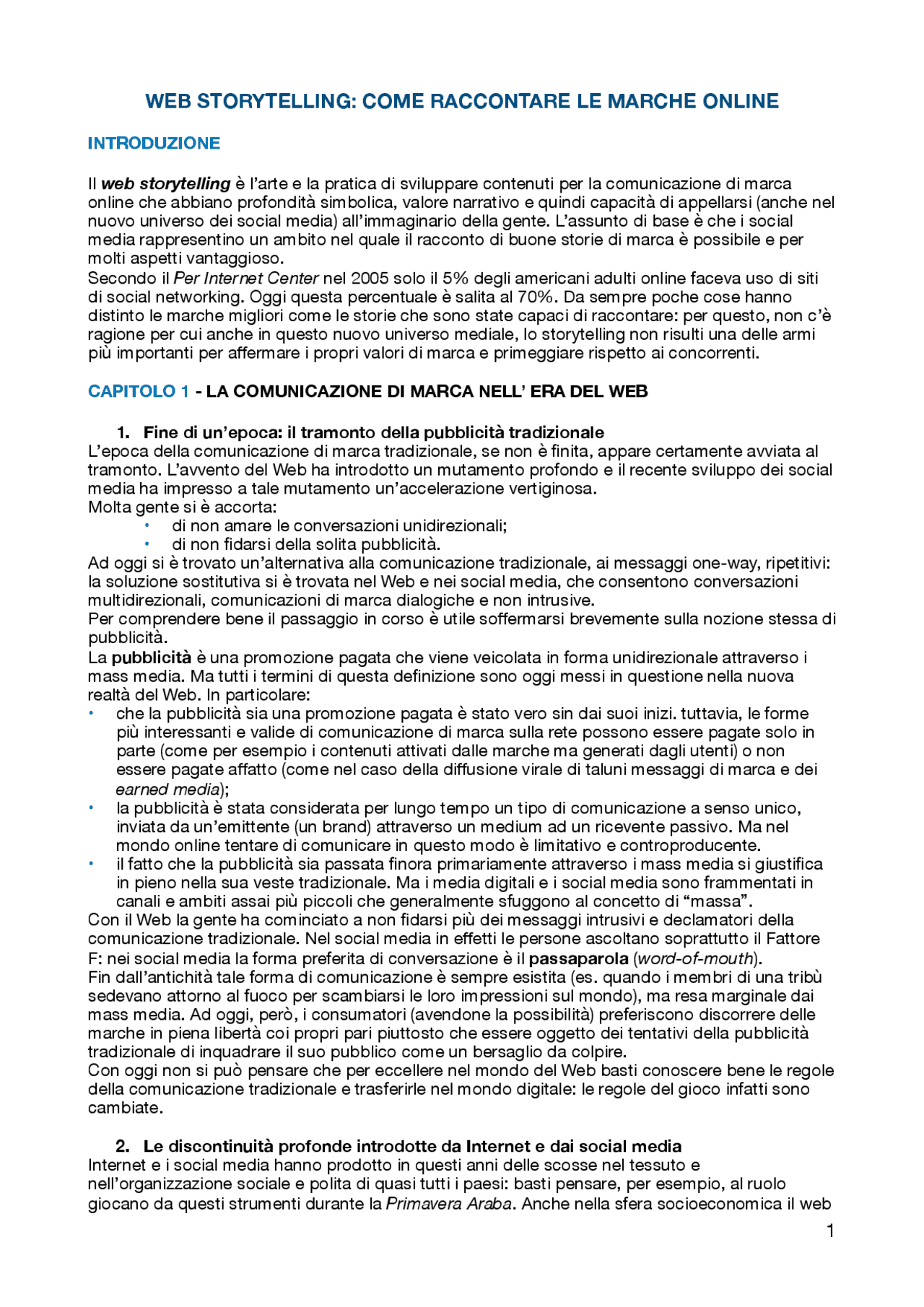 Riassunto Del Libro Web Storytelling Docsity