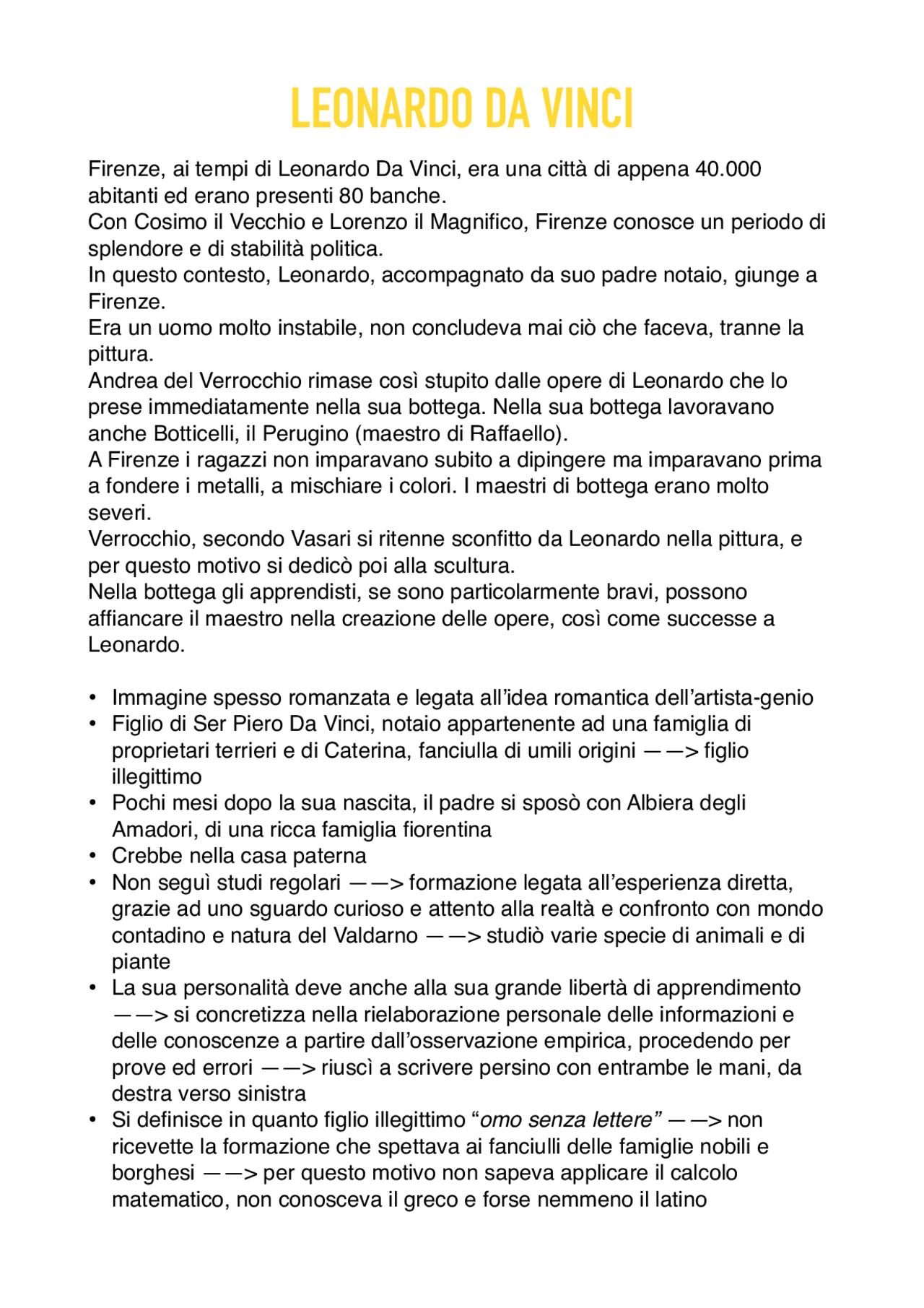 Appunti Su Leonardo Da Vinci Docsity