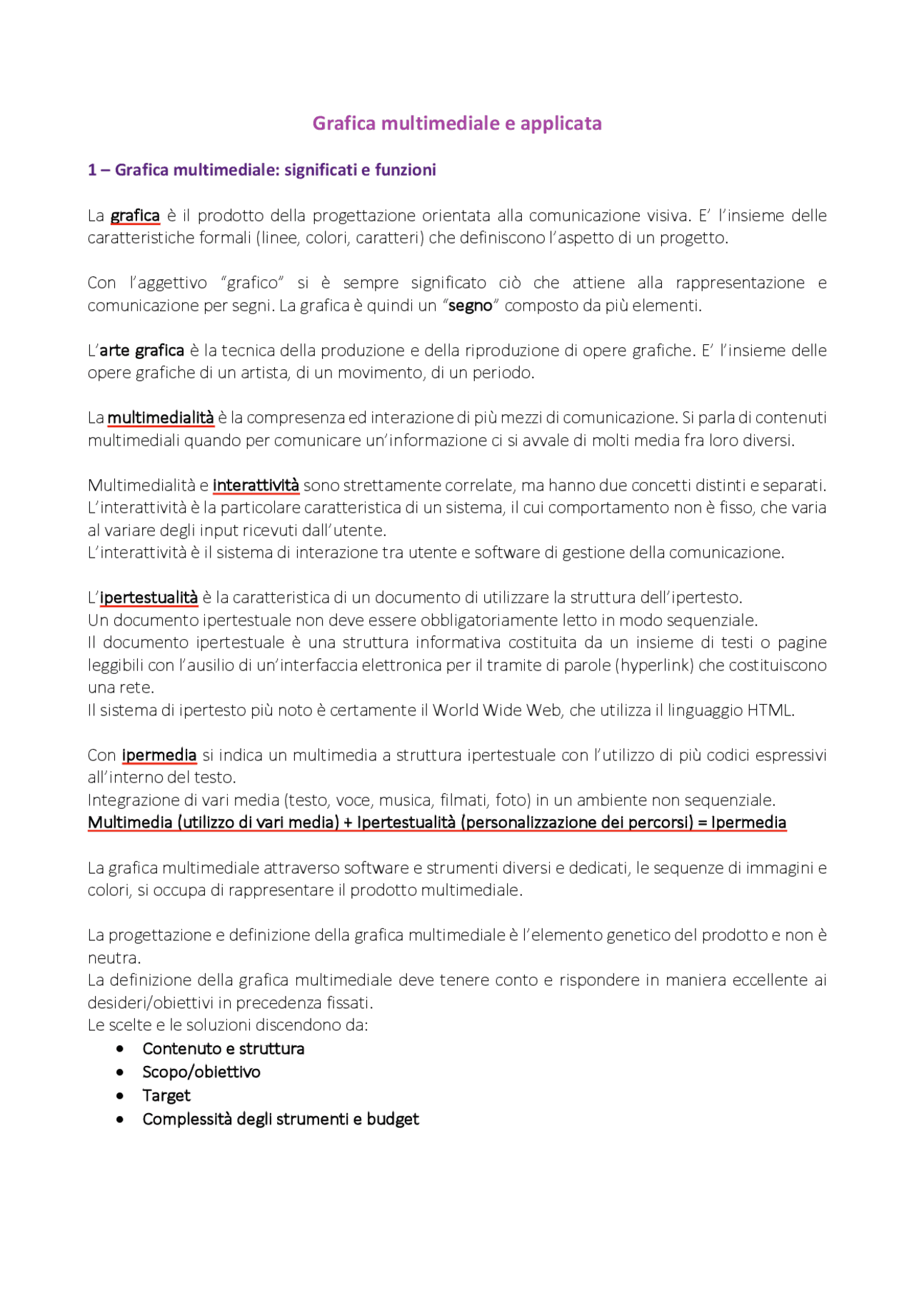Appunti Delle Lezioni Di Grafica Multimediale E Applicata Appunti Di