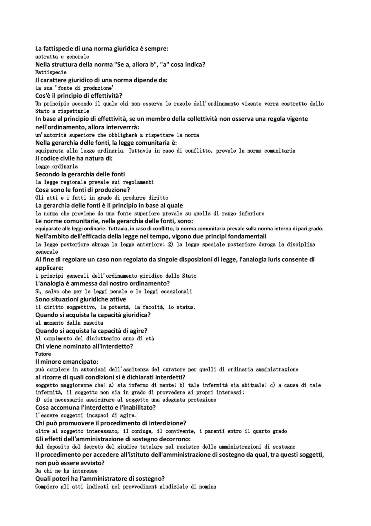 Diritto privato - Paniere completo di risposte SUPERATO 30L - Docsity