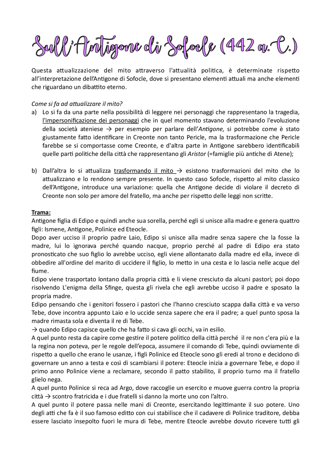 Tragedia Di Antigone Sofocle Docsity