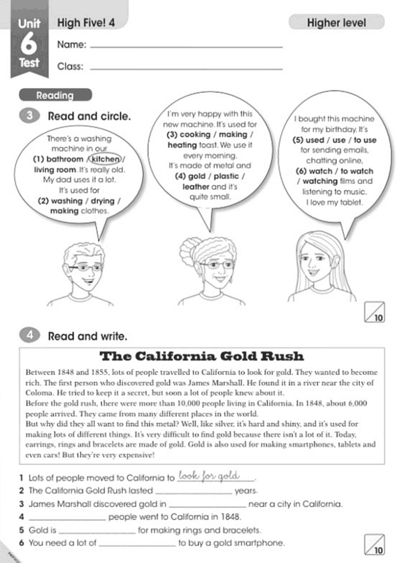 Test Unit 6 High Five 4 | Exámenes de Inglés | Docsity