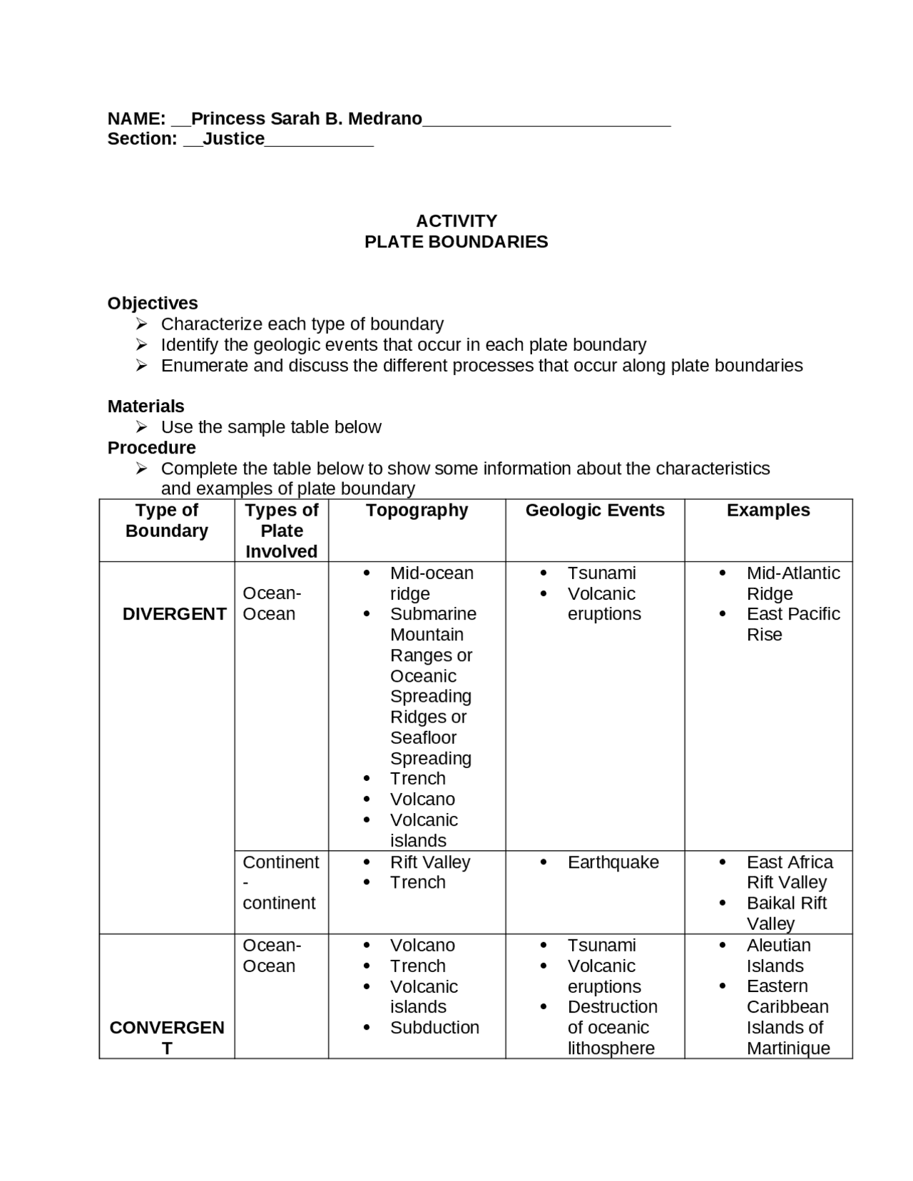 Plate boundaries: Divergent, Convergent, Transform boundaries - Docsity