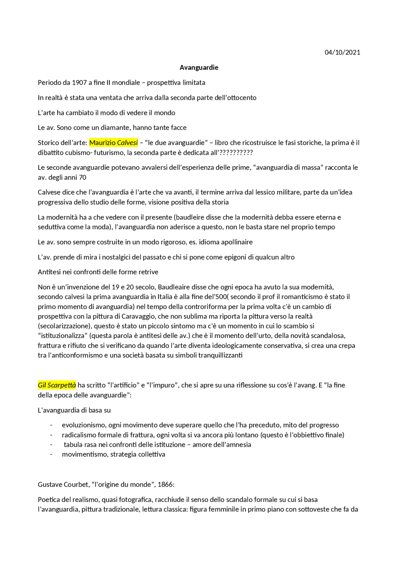 Appunti Storia Dellarte 2021 Docsity