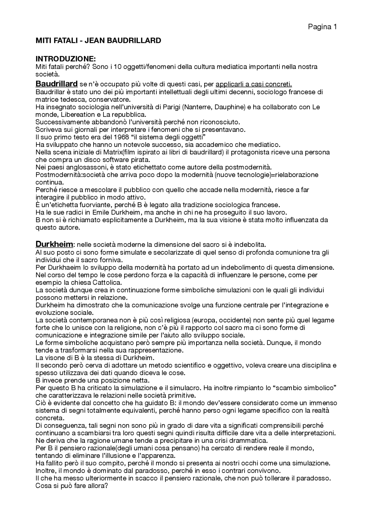 Miti Fatali Prof Codeluppi Riassunto Libro Docsity
