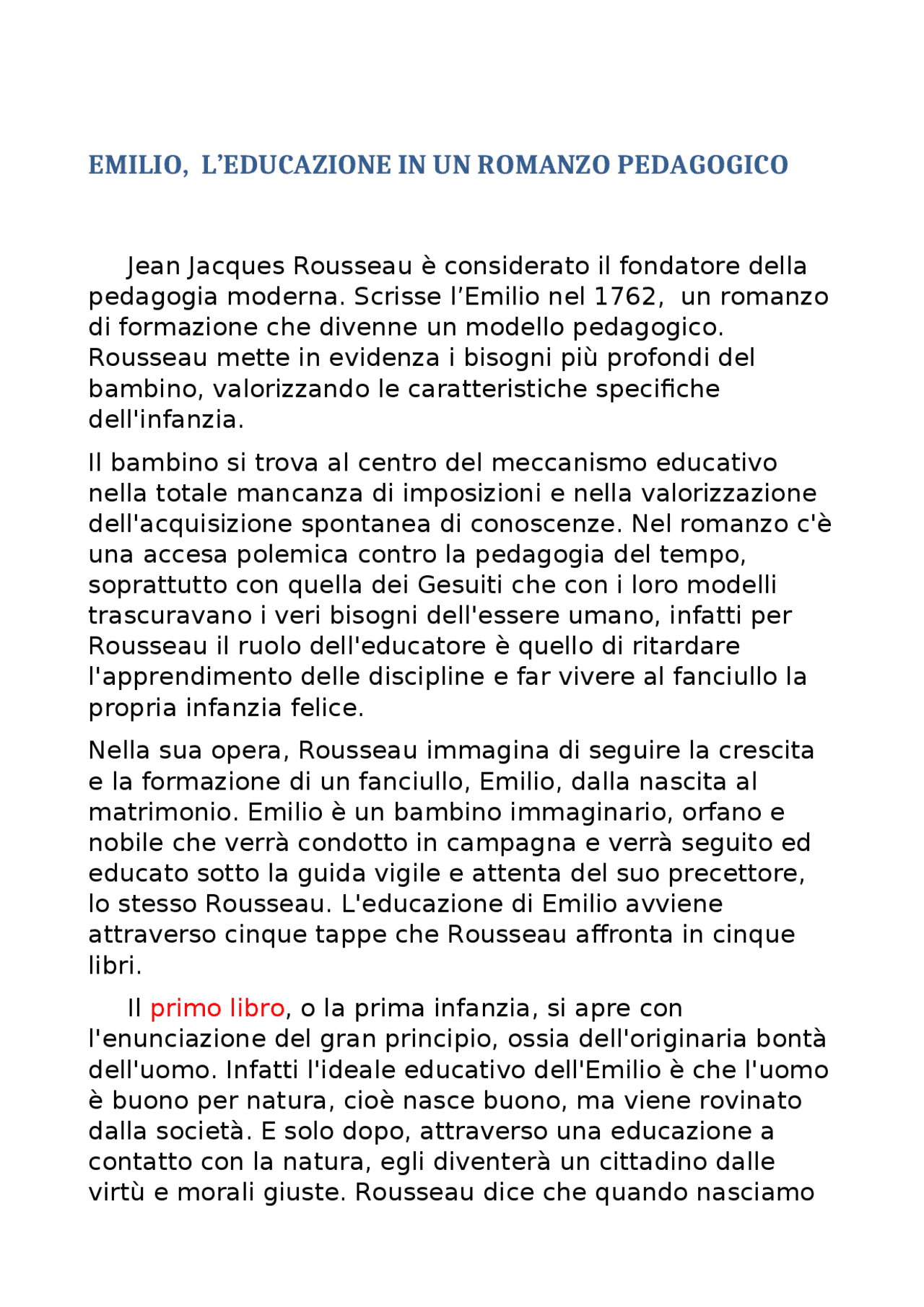 Emilio Di Jean Jacques Rousseau Docsity
