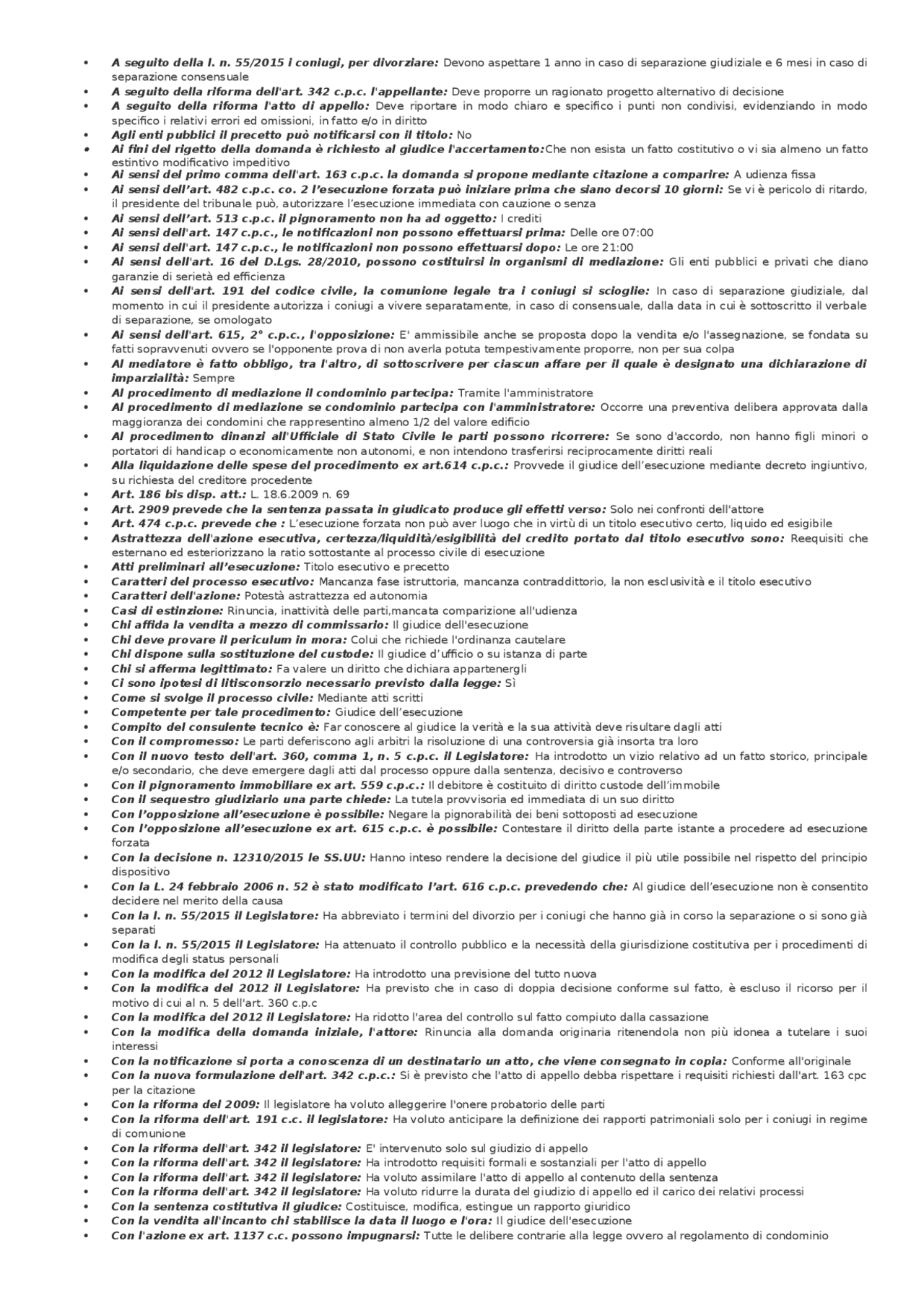 Quiz Diritto Processuale Civile Pegaso Docsity