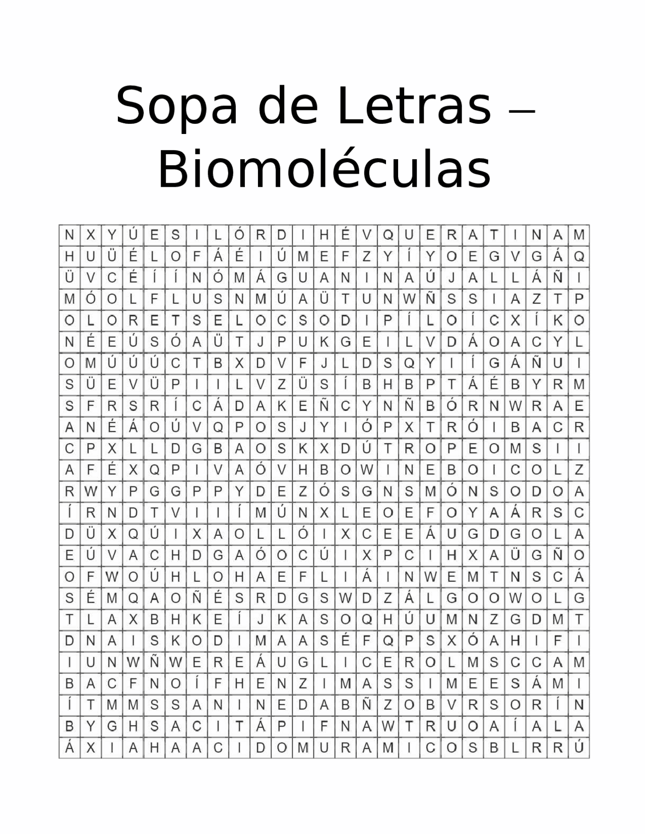 Sopa de letras biologia - Docsity