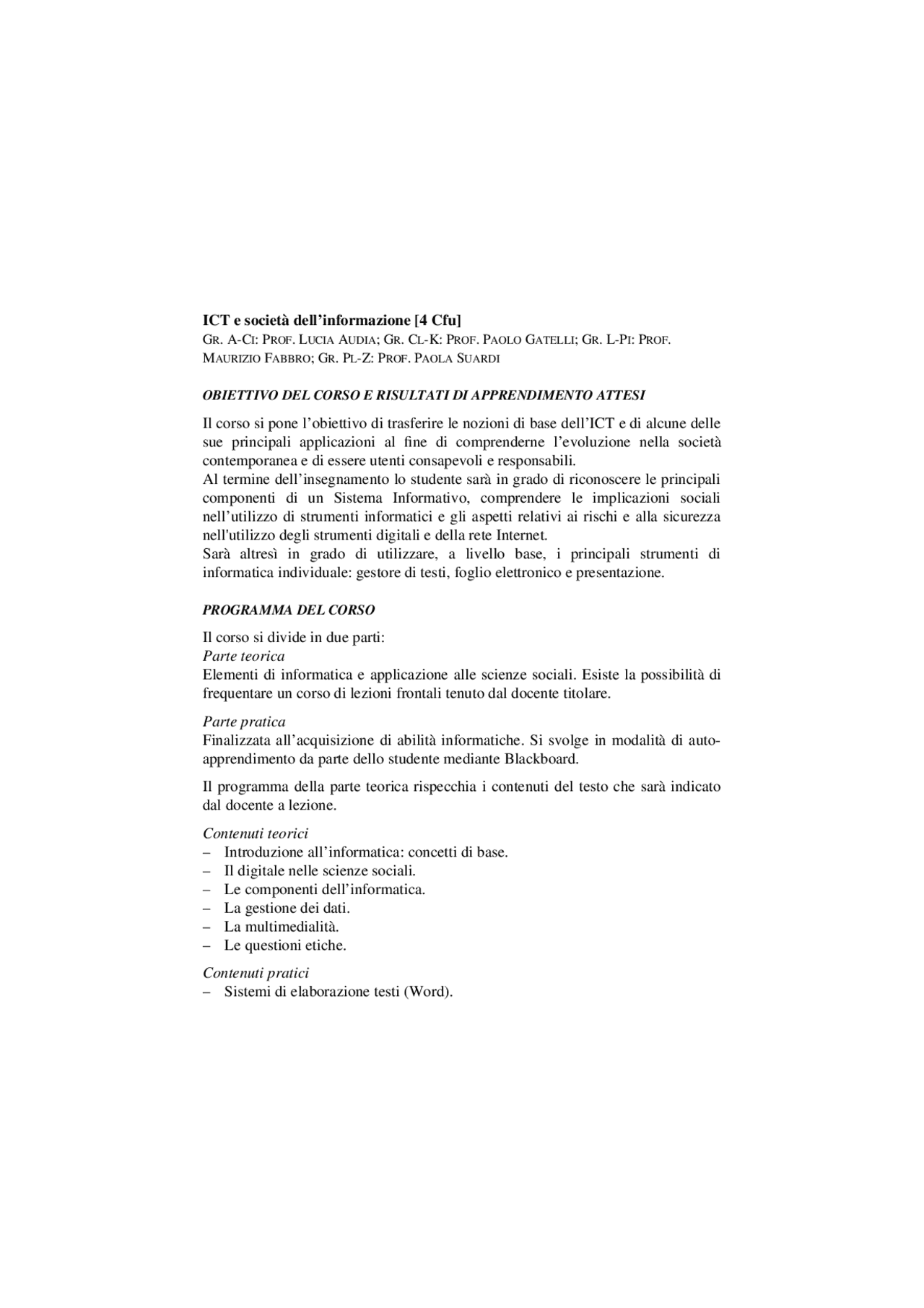 Programma Ict Prof Gatelli Docsity