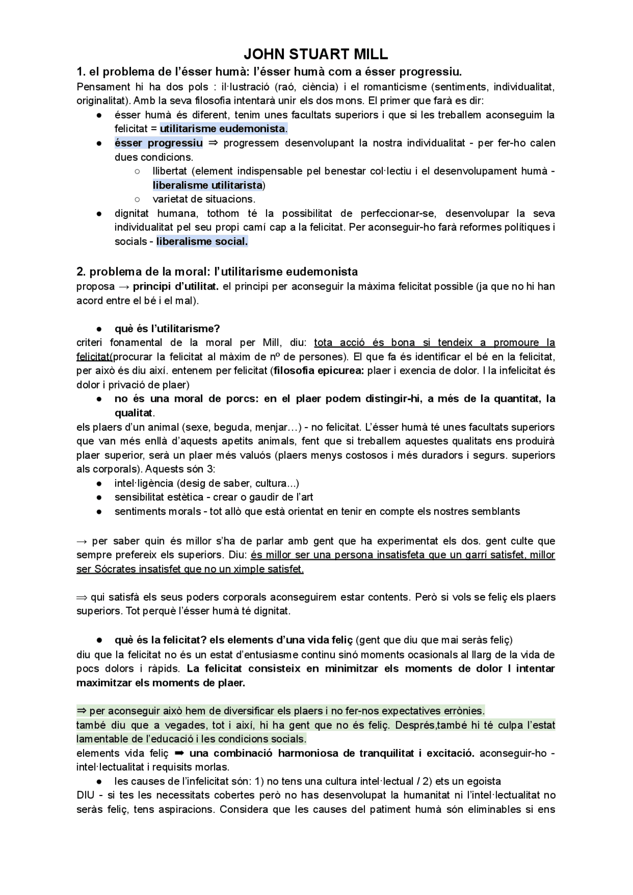 Resumen filosofo Mill - Docsity