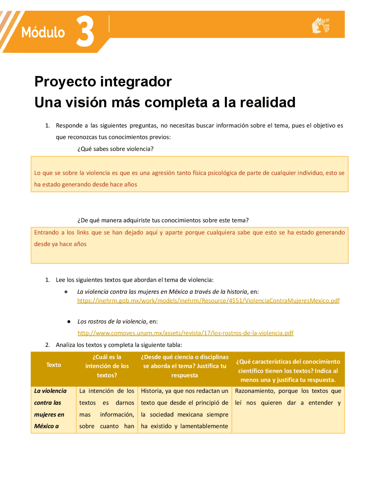 Módulo 3 Proyecto Integrador Apuntes De Sociología Y ética Docsity