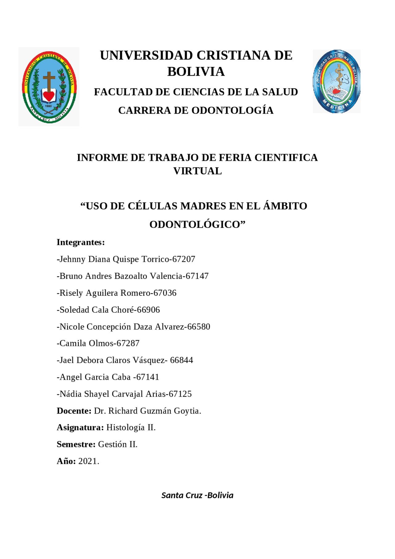 Uso De Células Madres Resúmenes De Odontología Docsity