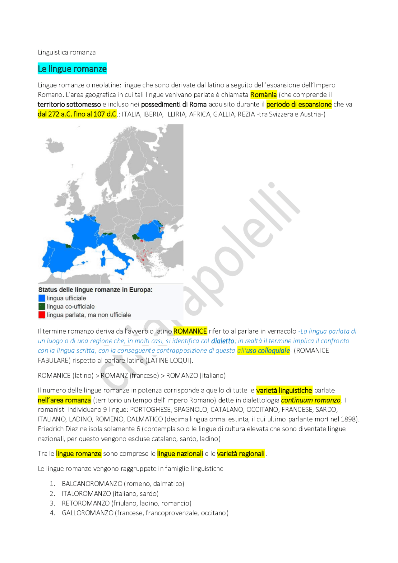 Linguistica Romanza Riassunto Docsity