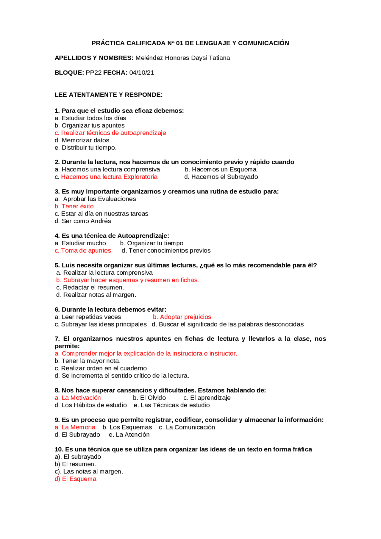 PRÁCTICA CALIFICADA Nª 01 DE LENGUAJE Y COMUNICACIÓN | Ejercicios de Tecnologías de la ...