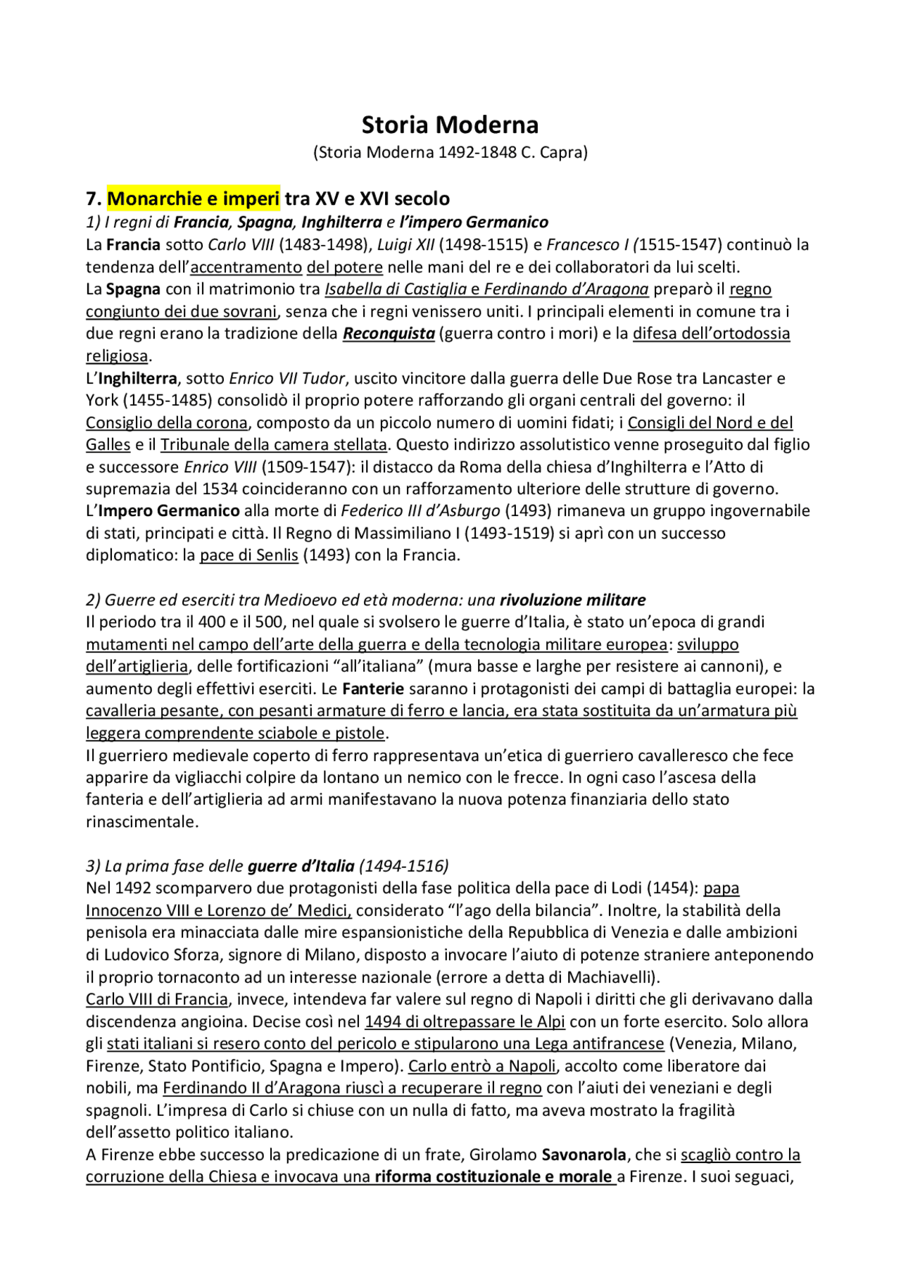 Storia Moderna Carlo Capra Docsity