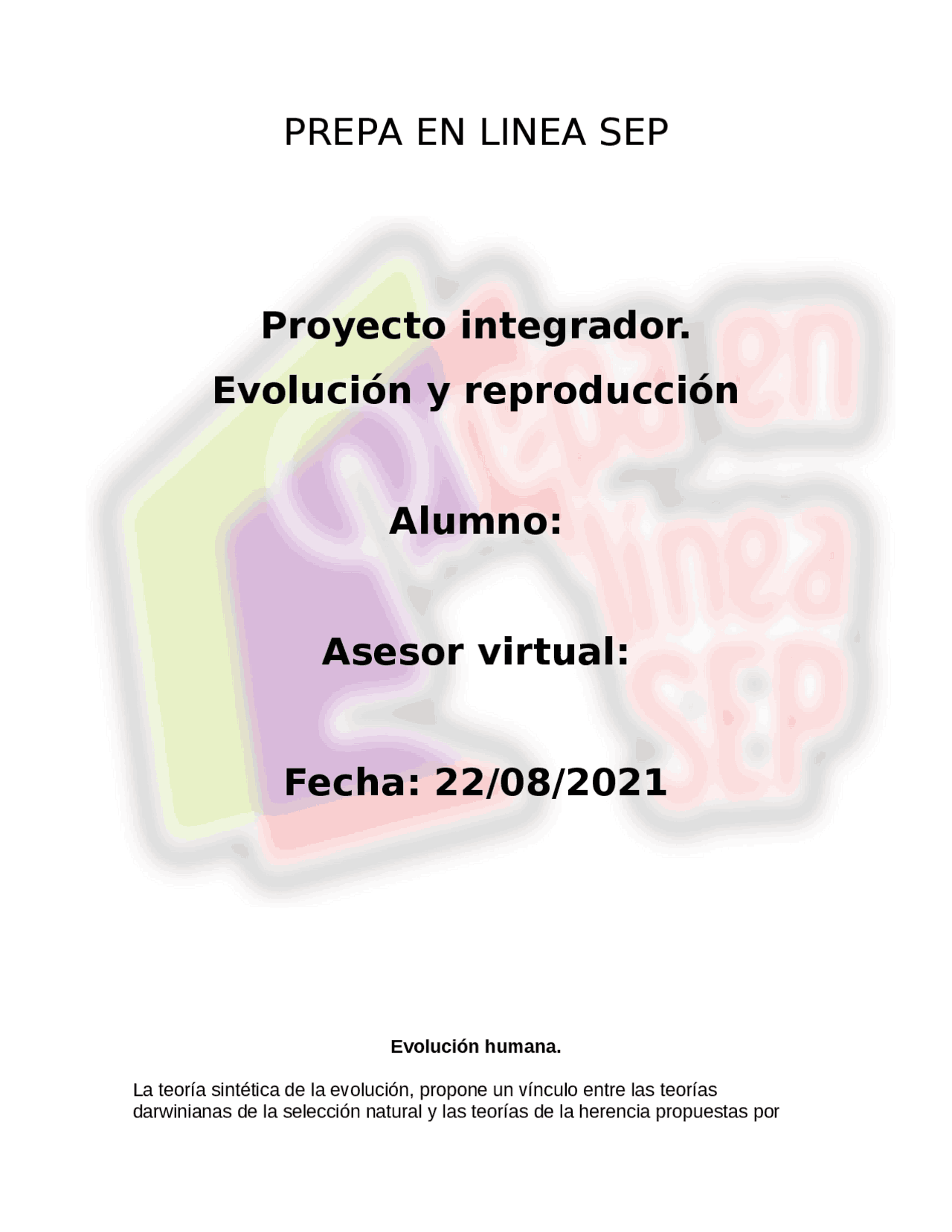 Proyecto Integrador Modulo 16 Evolución Y Reproducción Apuntes De
