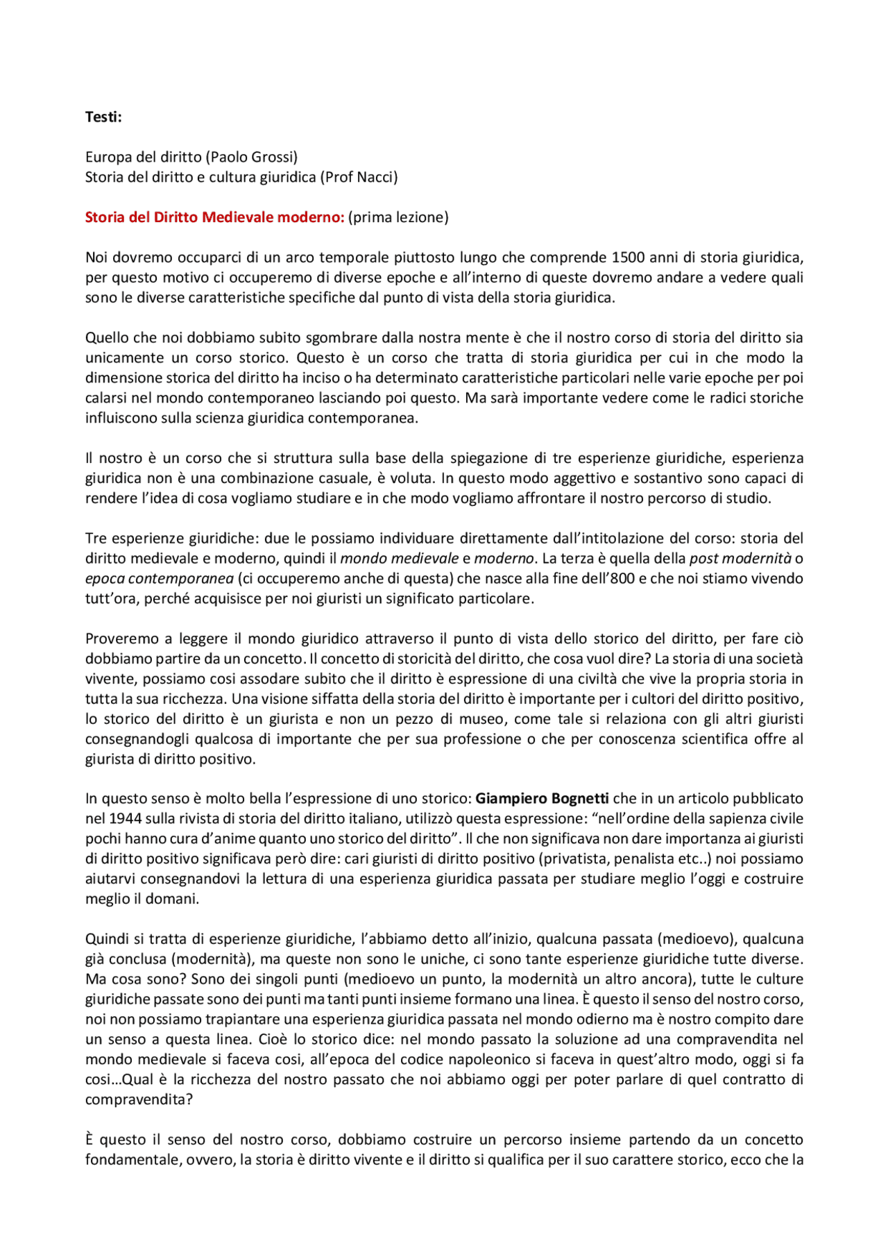 Appunti Lezioni Prof Nacci Docsity
