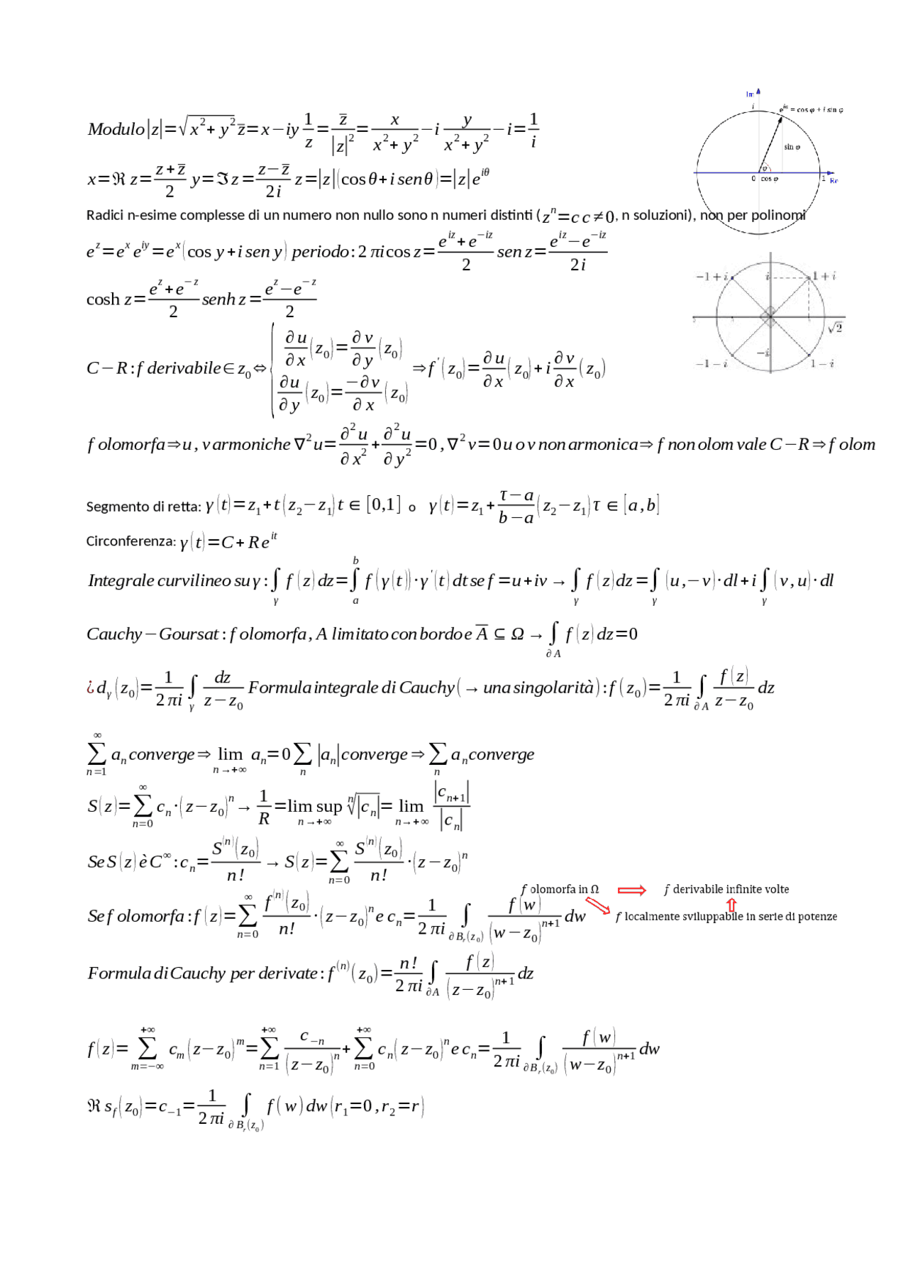 Formulario Metodi Matematici Per Lingegneria Docsity